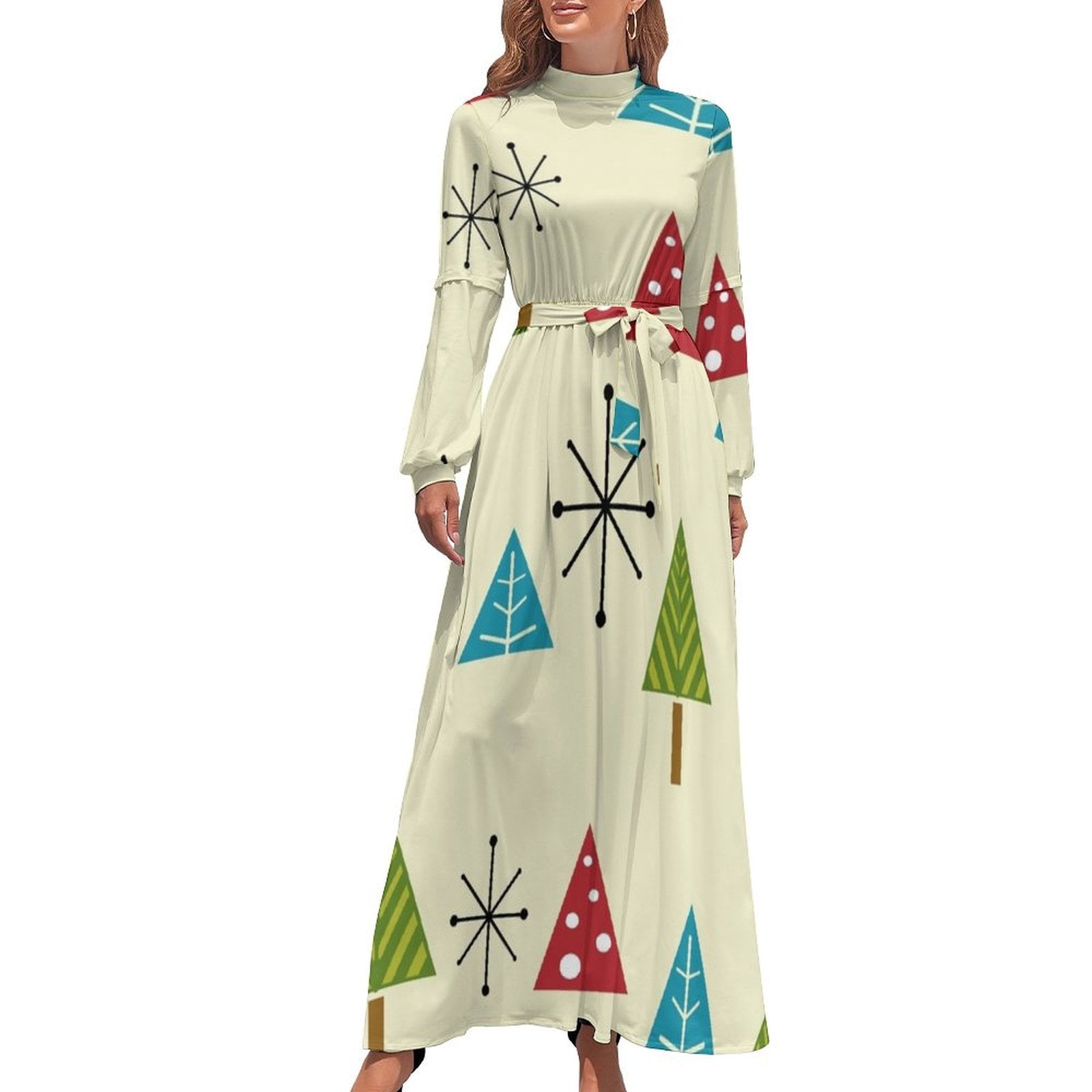 Mid Century Modern Trees Long Dress long dress women summer womans ...