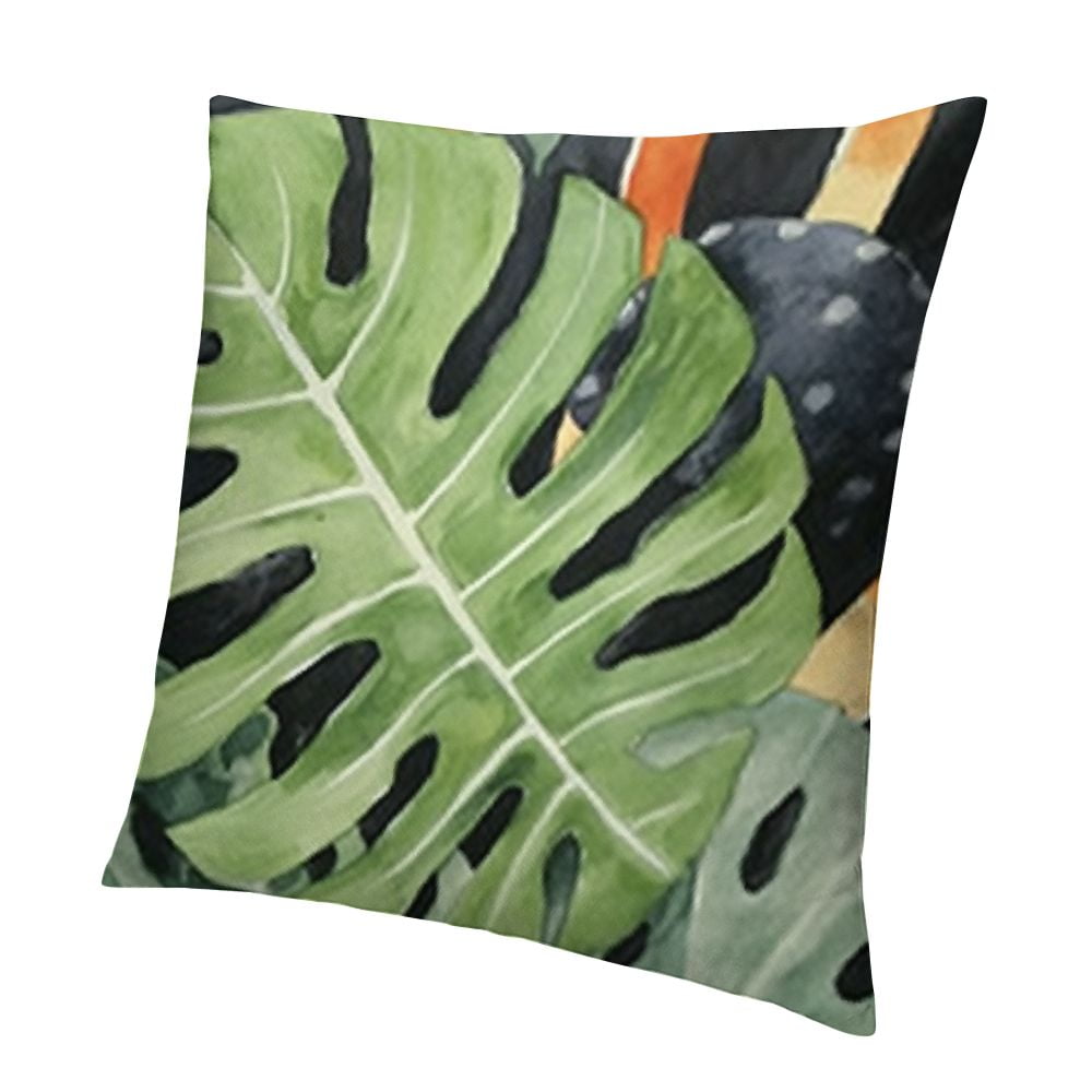 Mid Century Modern Tropical Leaves Throw Pillow Covers Boho Abstract ...