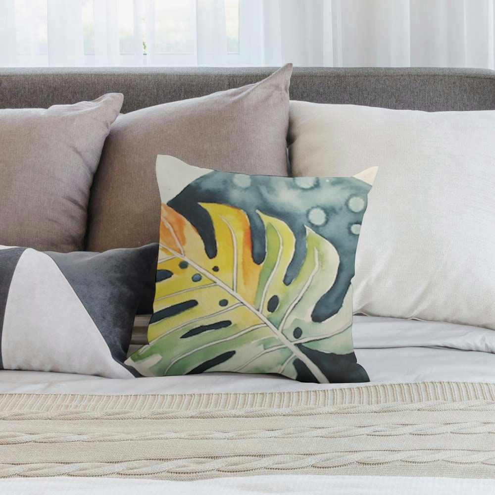 Mid Century Modern Tropical Leaves Throw Pillow Covers Boho Abstract ...