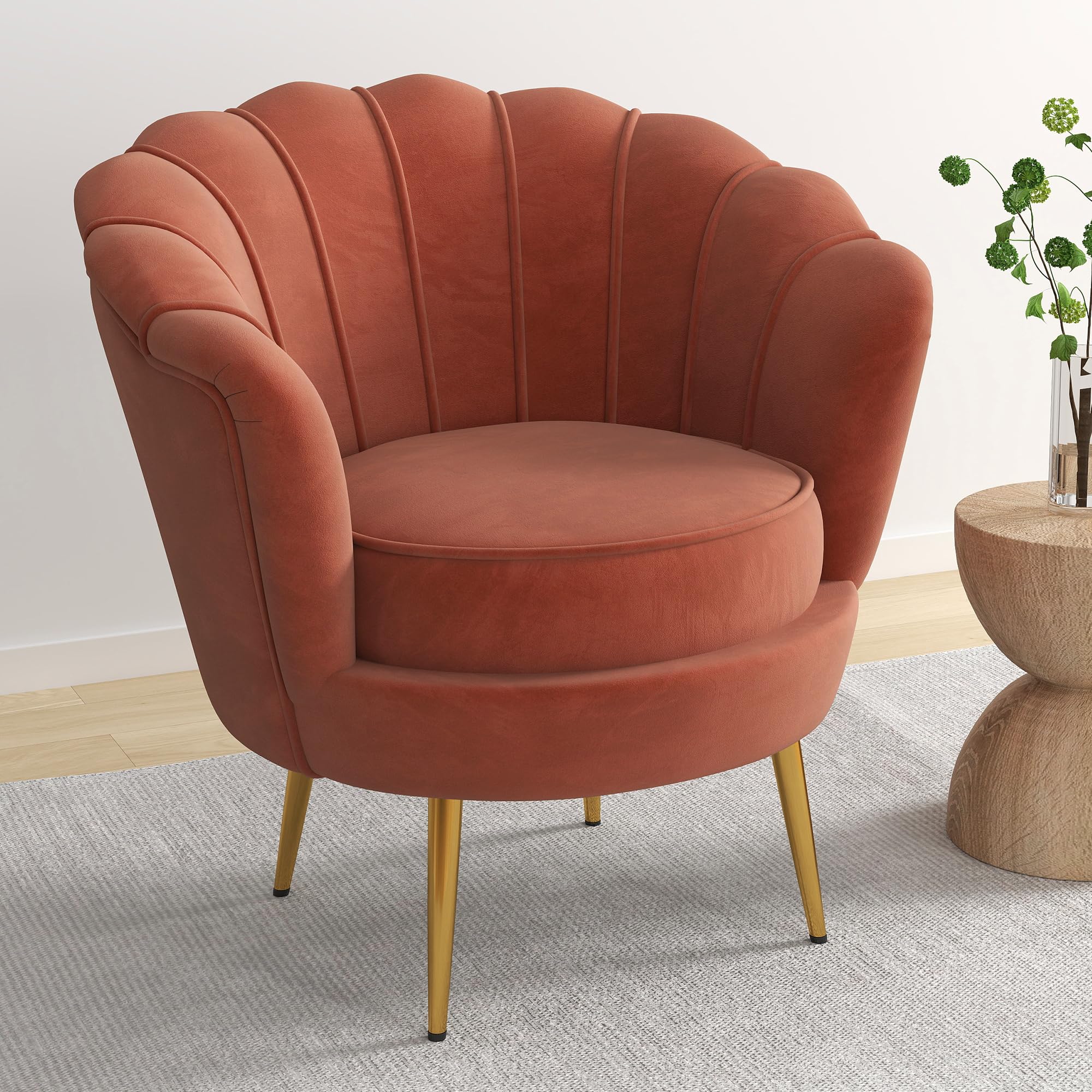 Mid Century Modern Upholstered Accent Chair,Petal Vanity Chair,Retro ...