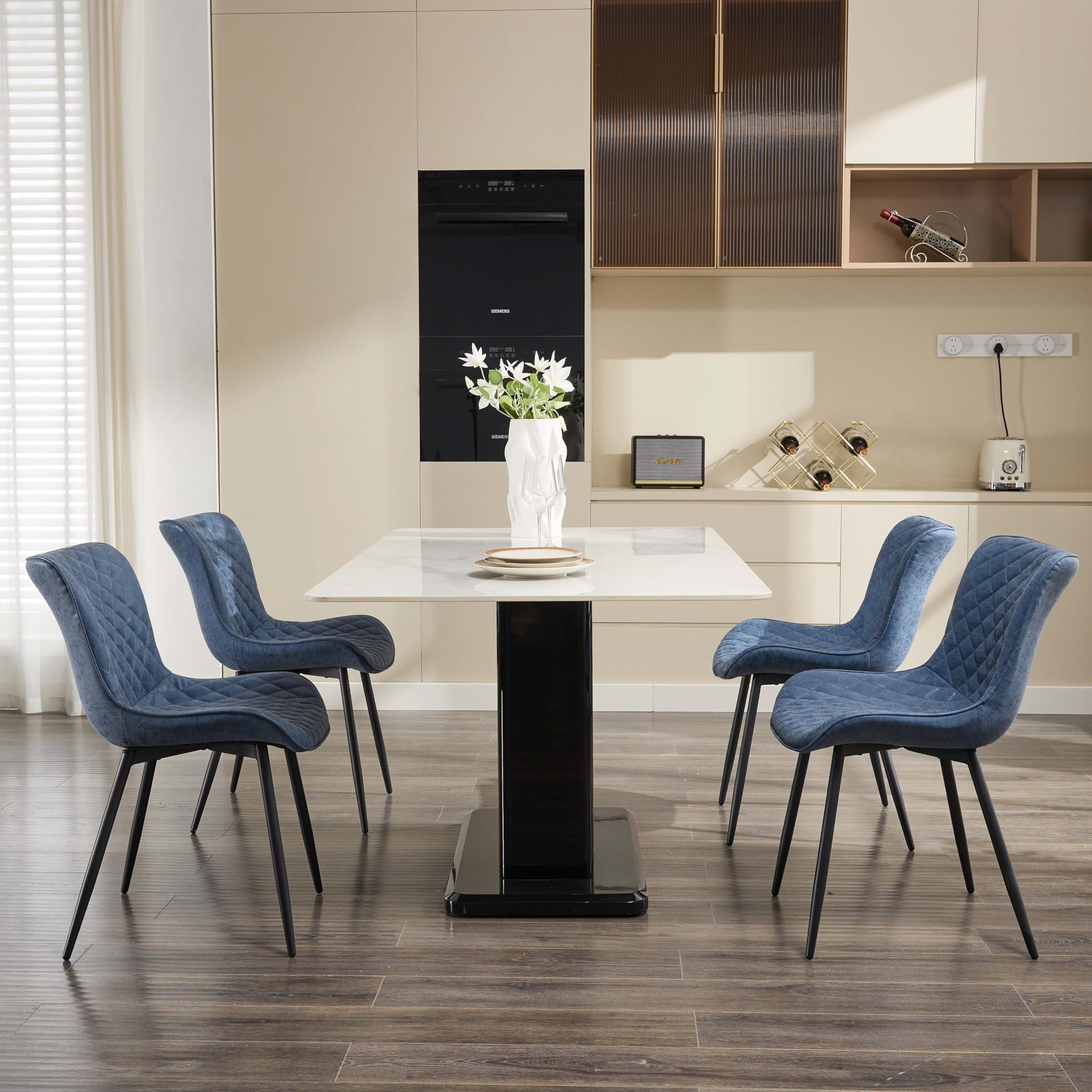 Mid Century Modern Upholstered Dining Chairs, 2 Pack Leather ...