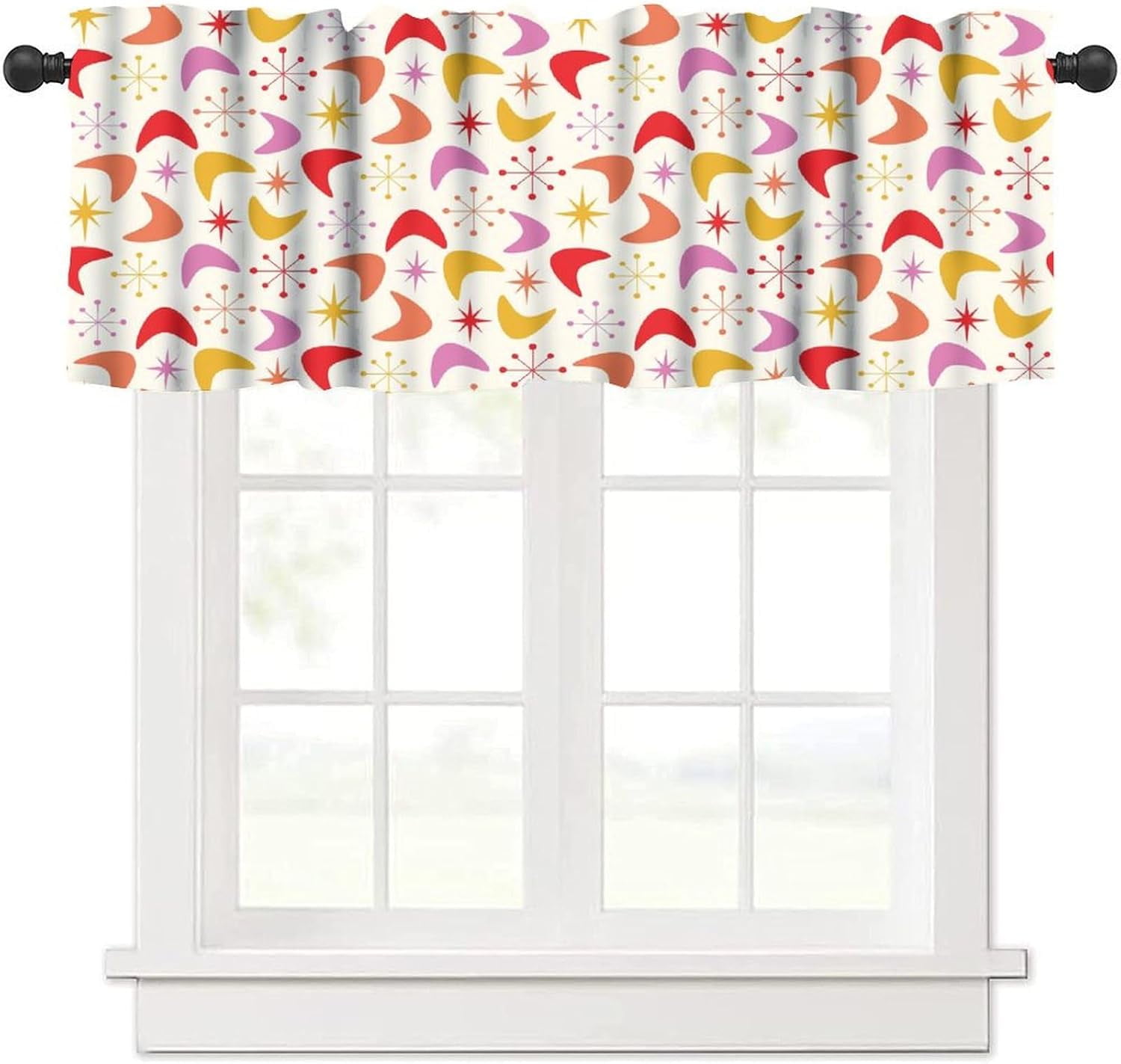 Mid Century Modern Valance Curtain, Modern Abstract Geometric Shape ...