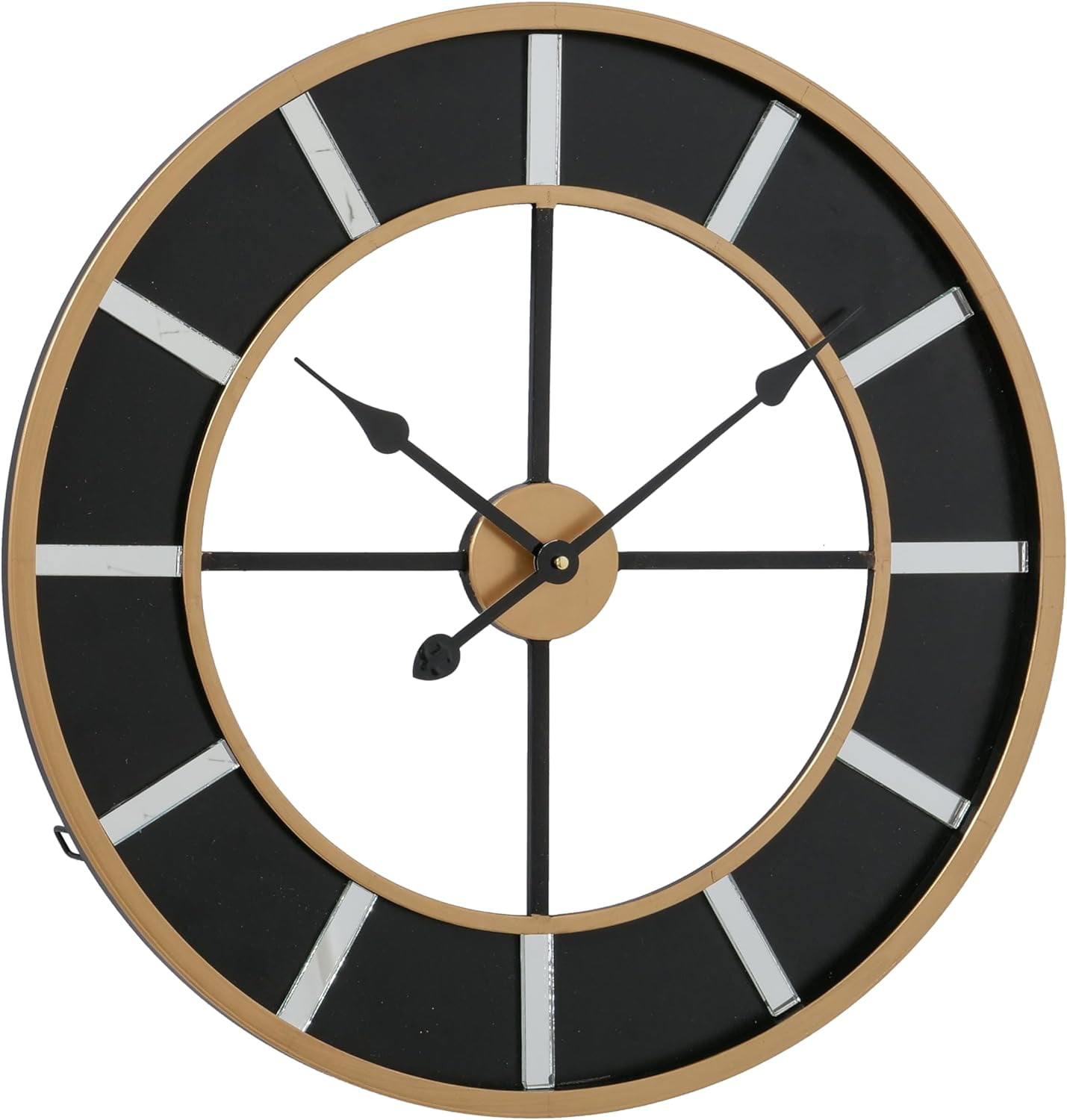 Mid Century Modern Wall Clock, Black, Circular, Gold Frame, Mirror ...