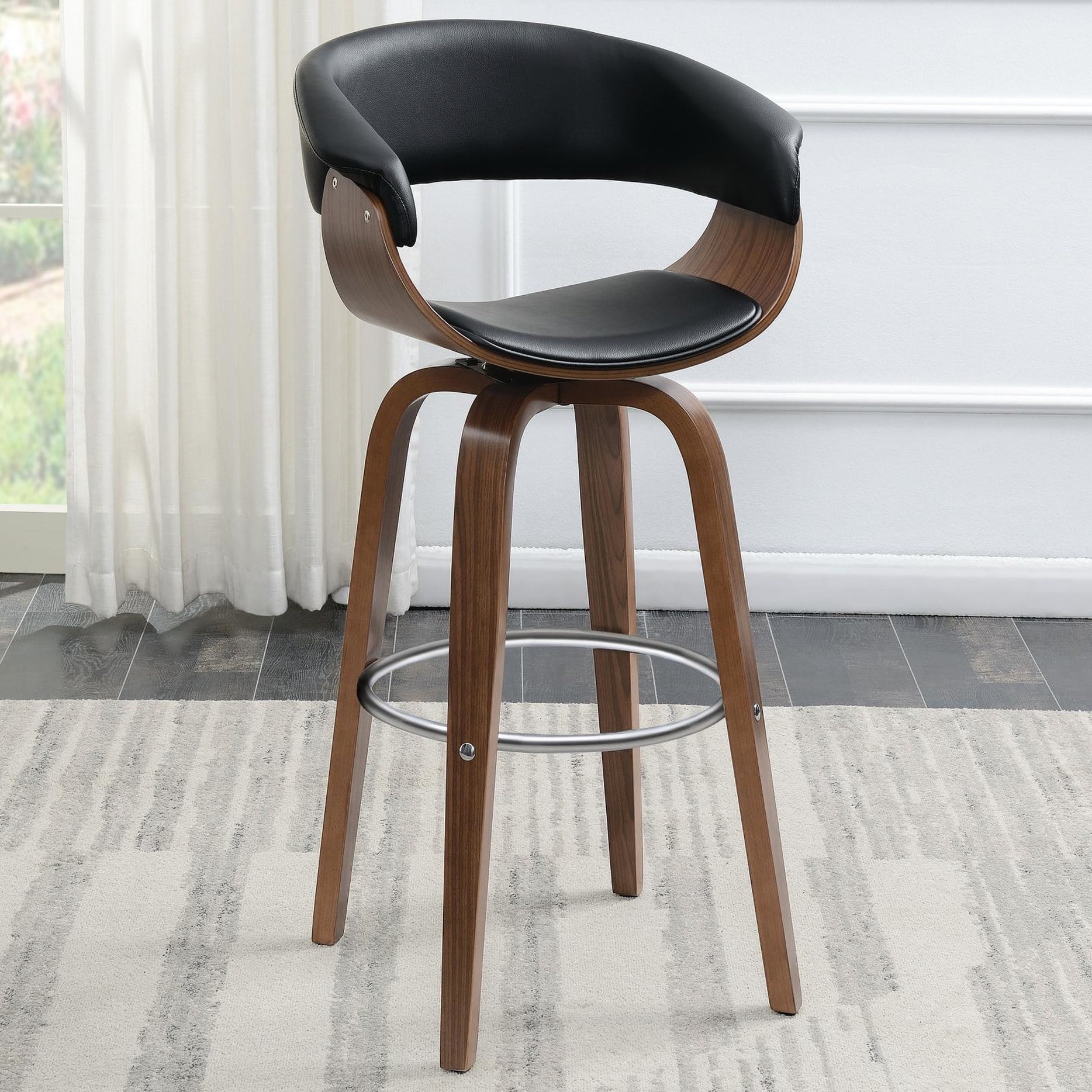 Mid - Century Modern Walnut Swivel Bar Stool | Ergonomic Design for ...