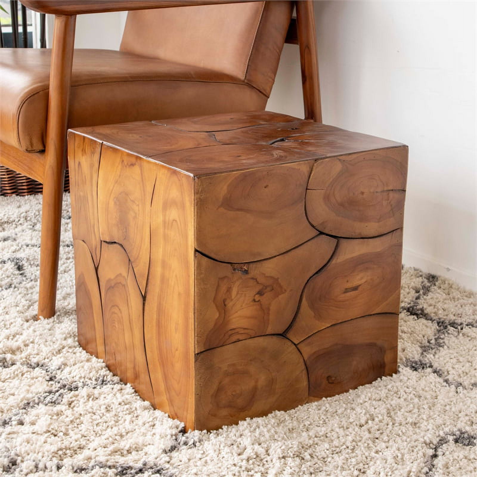 Mid Century Modern Zelda Teak Wood Stool-Ottoman - Walmart.com