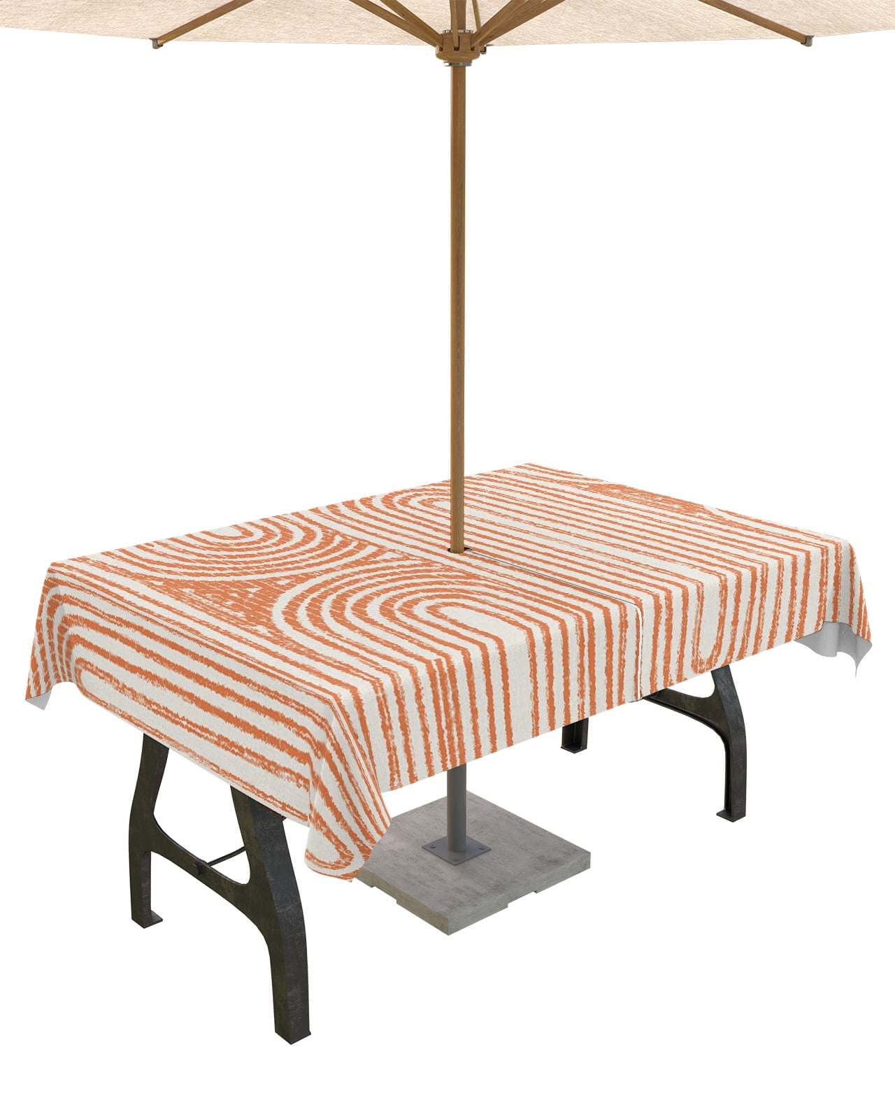 Mid Century Orange Geometric Texture Pattern Seamless Table Cloth with ...