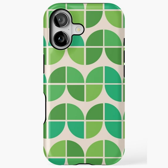 Mid Century Pattern Green Geometric Floral Shapes Retro Case with ...