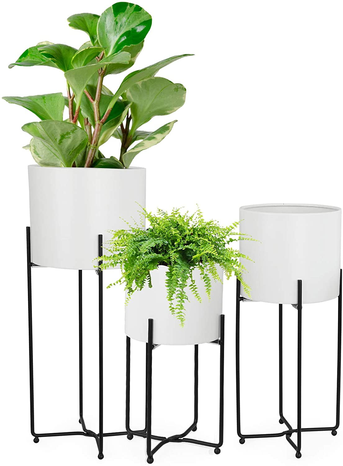 Mid Century Planter with Gold Plant Stand, 3 pcs Modern Planters for ...