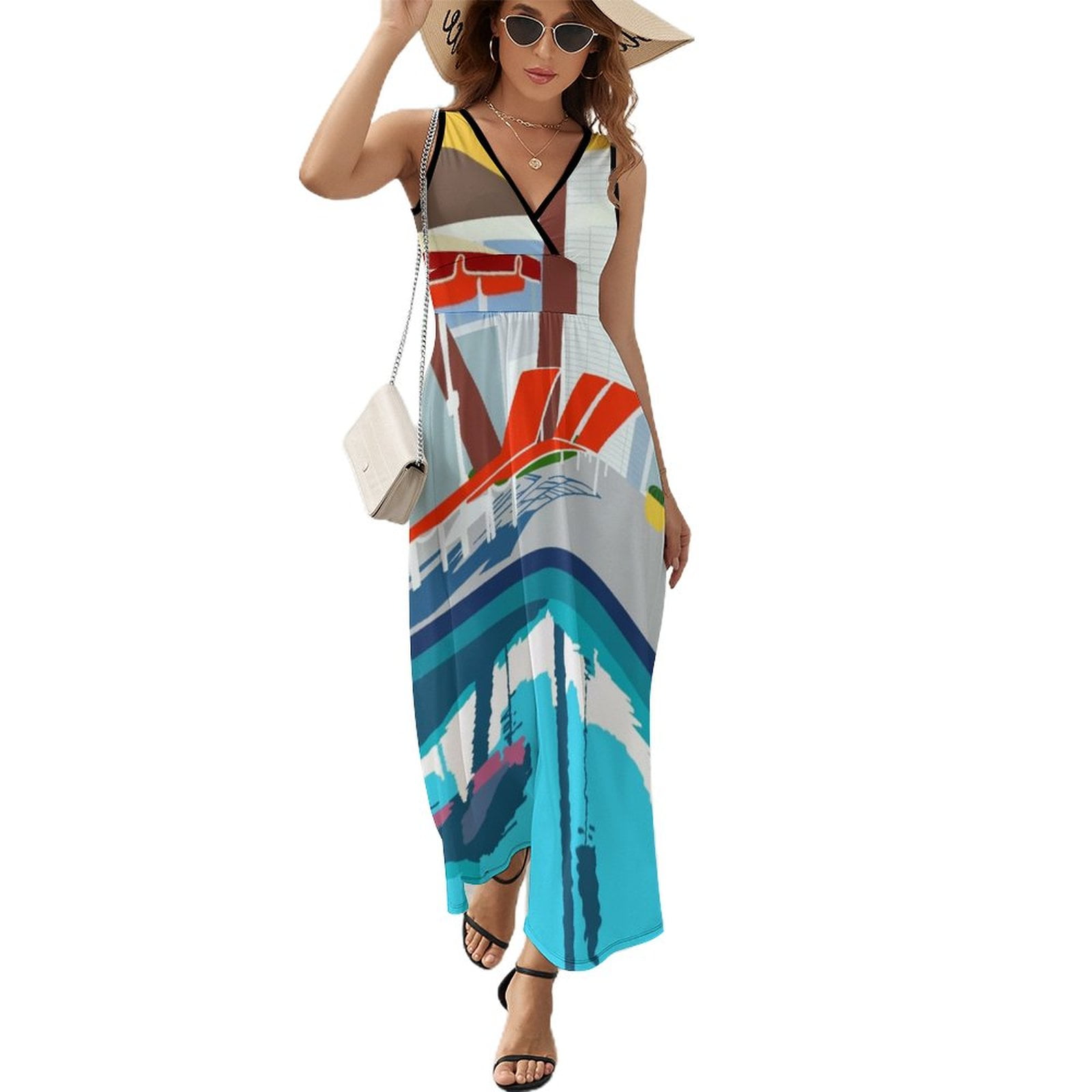 Mid Century Poolside Sleeveless Dress elegant chic women dresses ...
