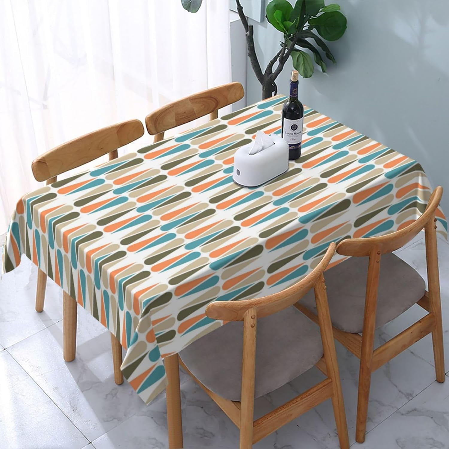 Mid Century Retro Drop Tablecloth Waterproof Table Cloth Washable Table ...