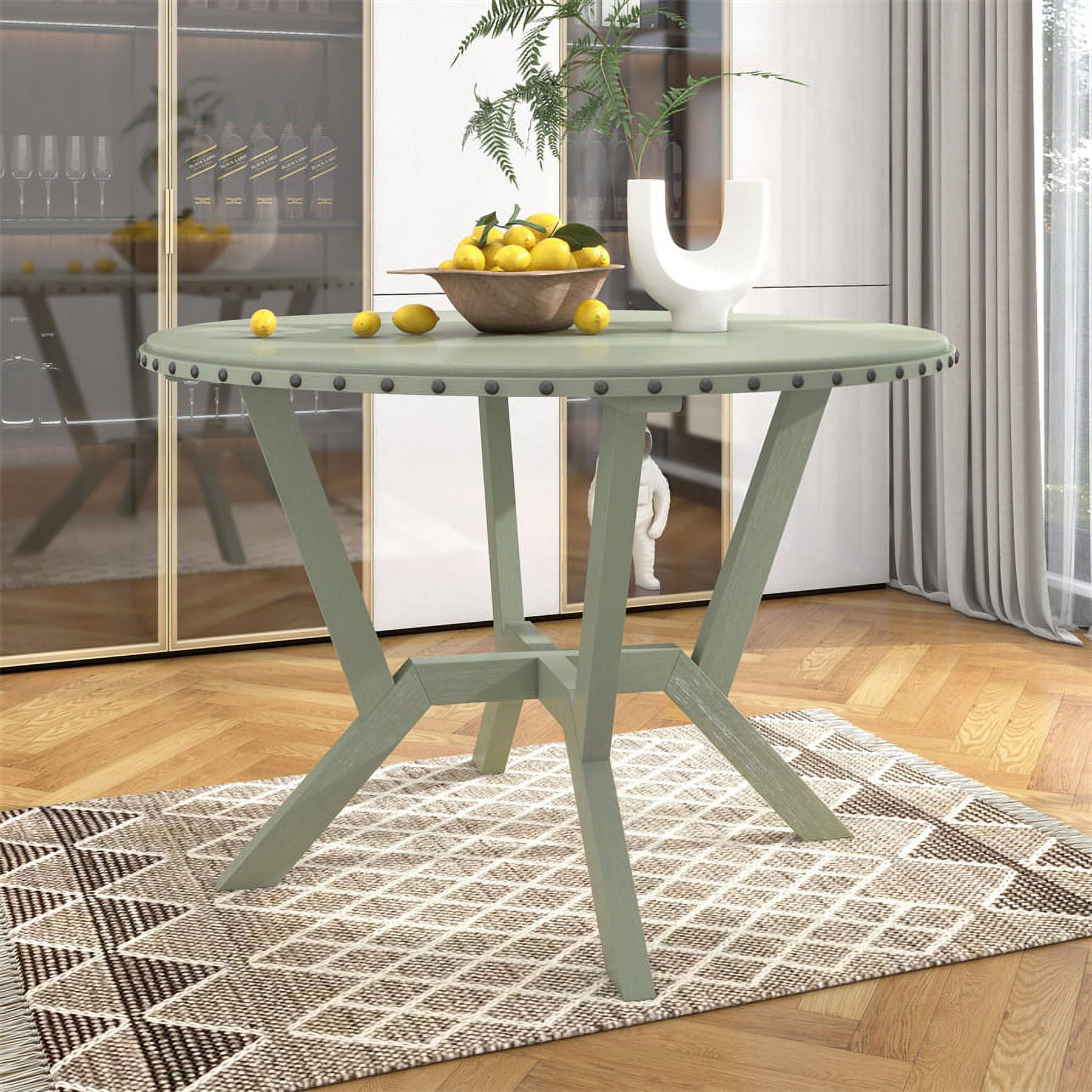 Mid-Century Round Dining Table, Family Dining Table for 4, Wood Dining ...