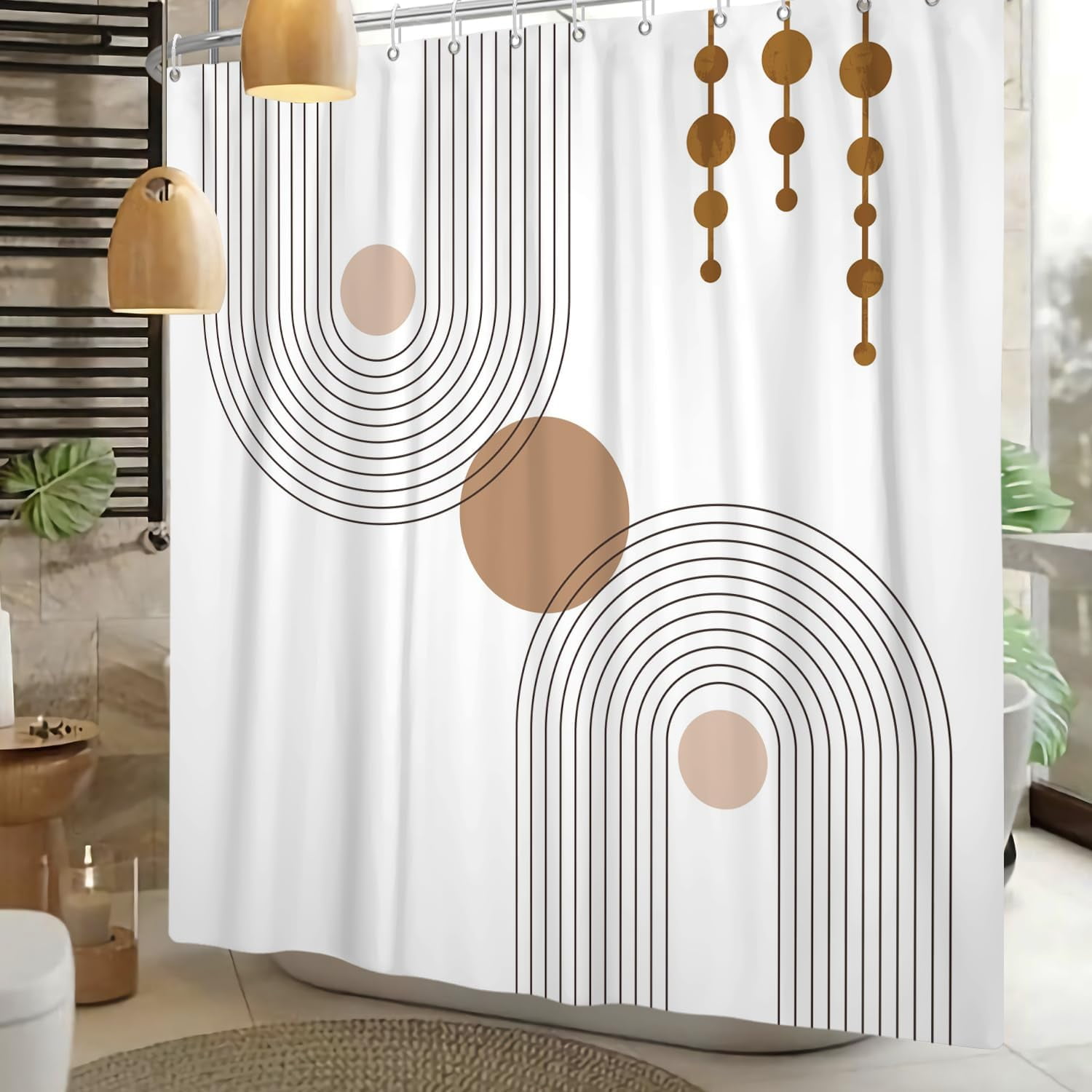 Mid Century Shower Curtain Minimalist Abstract Arch Simple Sun Modern ...
