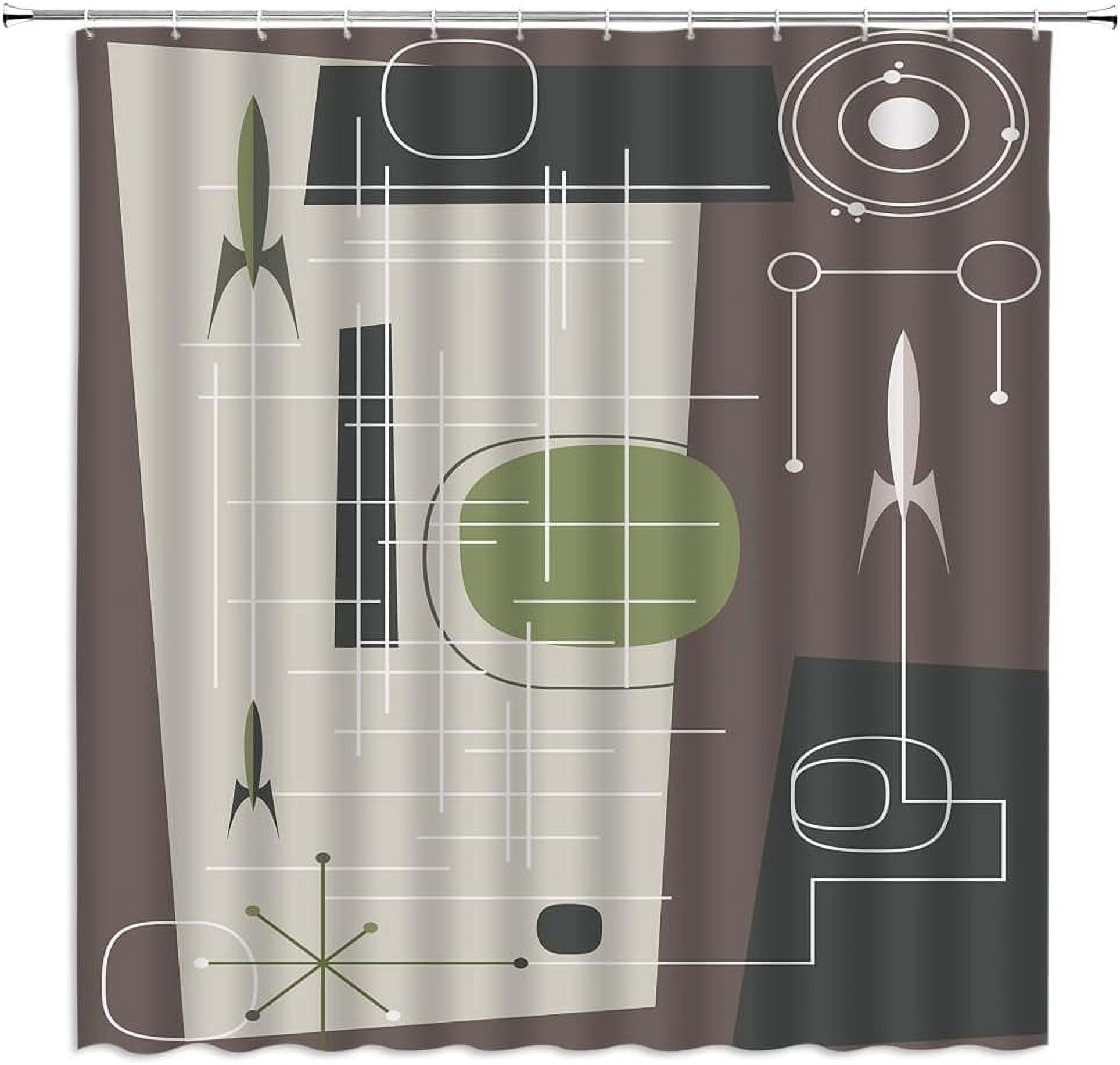 Mid Century Shower Curtain Vintage Iconic Atomic Starbursts Modern ...