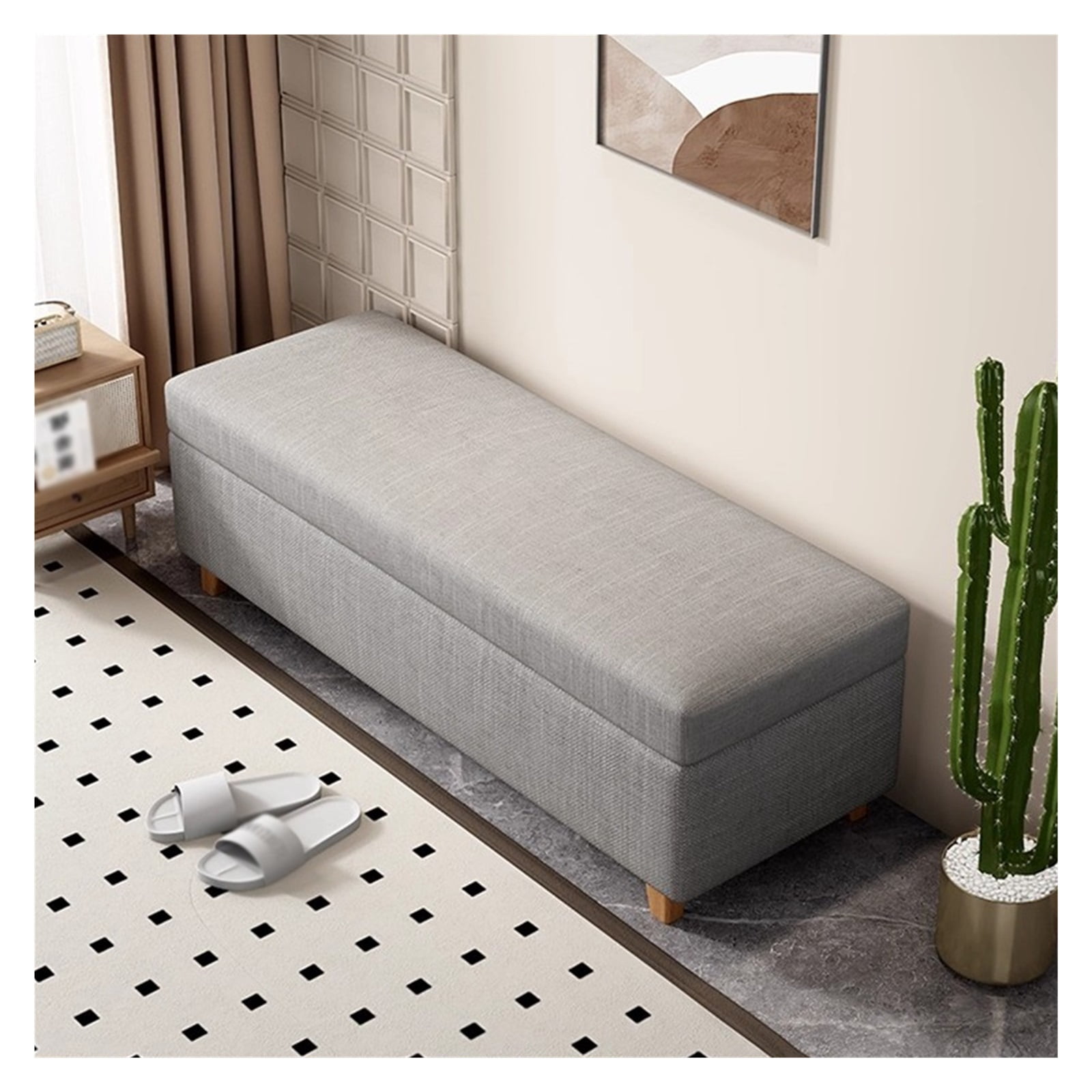 Mid Century Storage Ottoman Linen Bench,Long Storage Chest Bed Bench ...