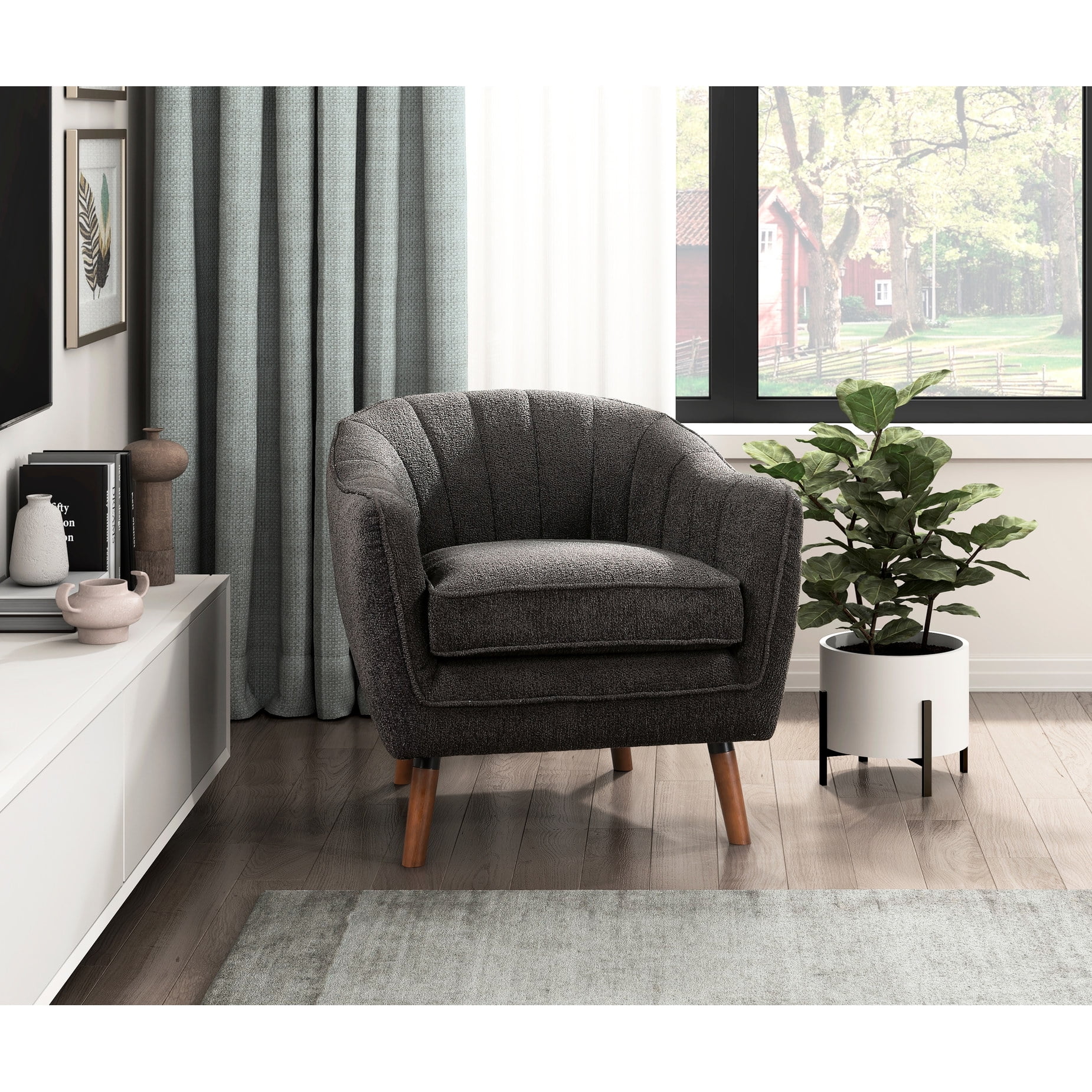 Mid - Century Style Accent Chair | For Primary Living Areas, Curved ...