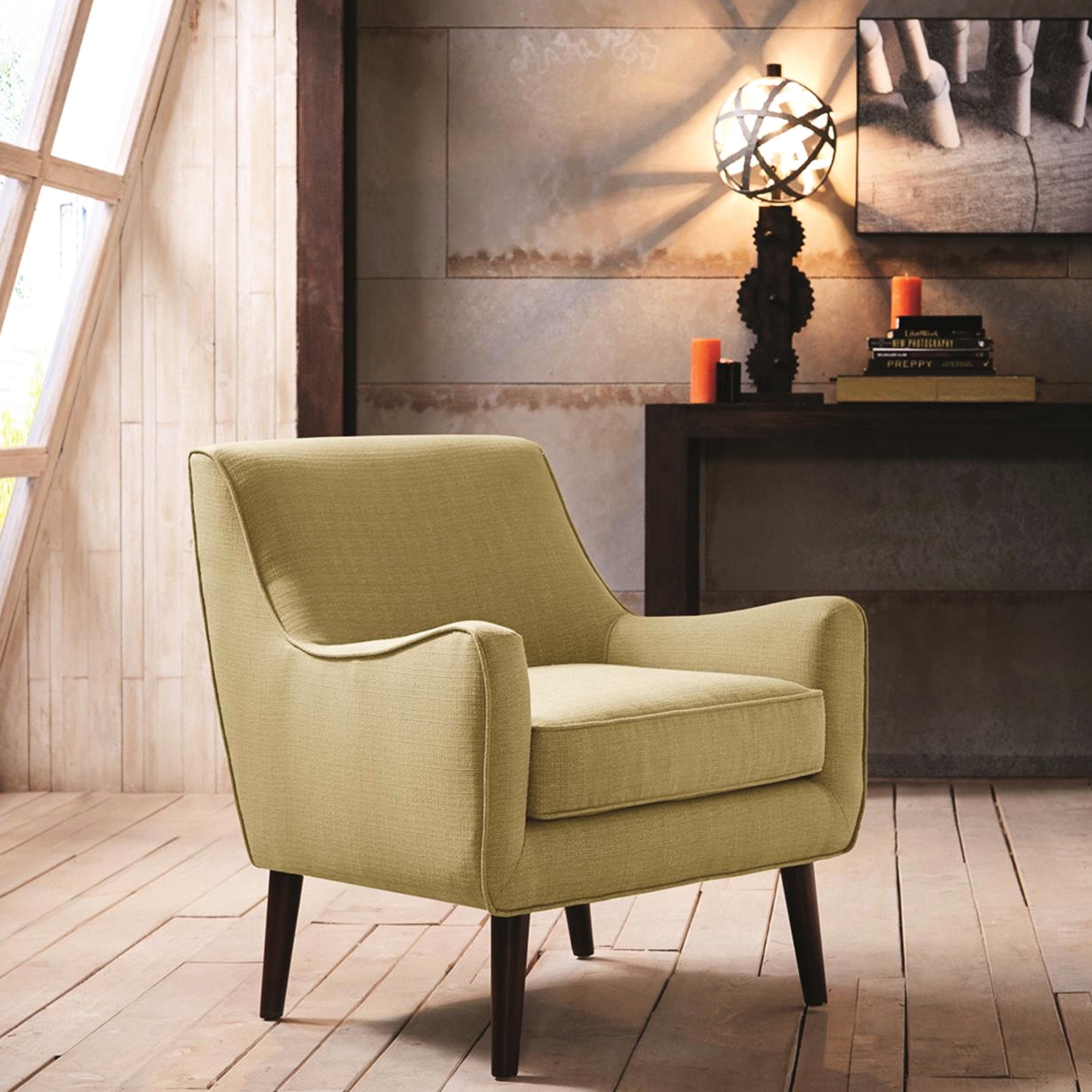 Mid - Century Style Accent Chair | Soft Green Upholstery for Living ...