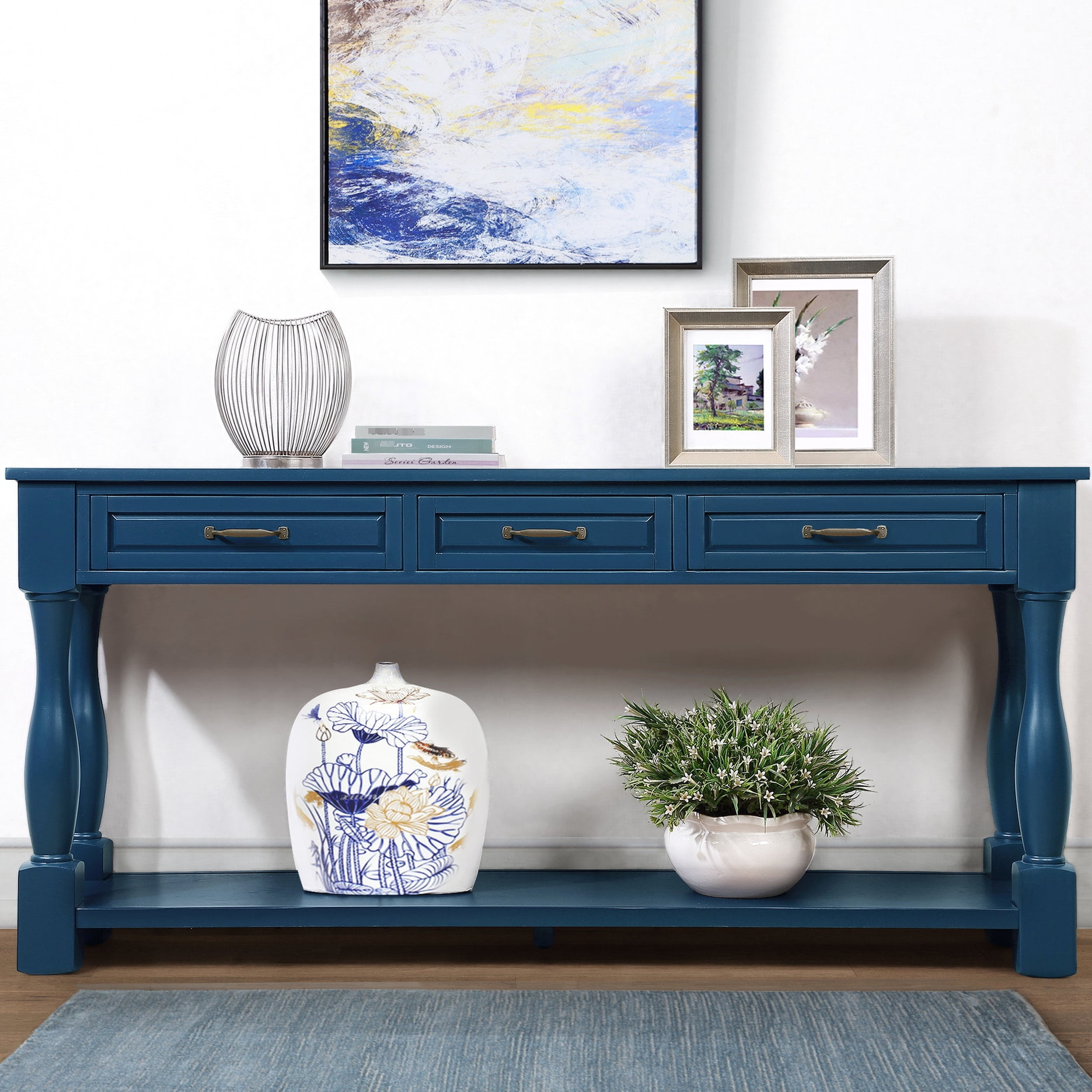 Mid - Century Style Console Table+3 Drawers Design"-"Living Area+Bring ...
