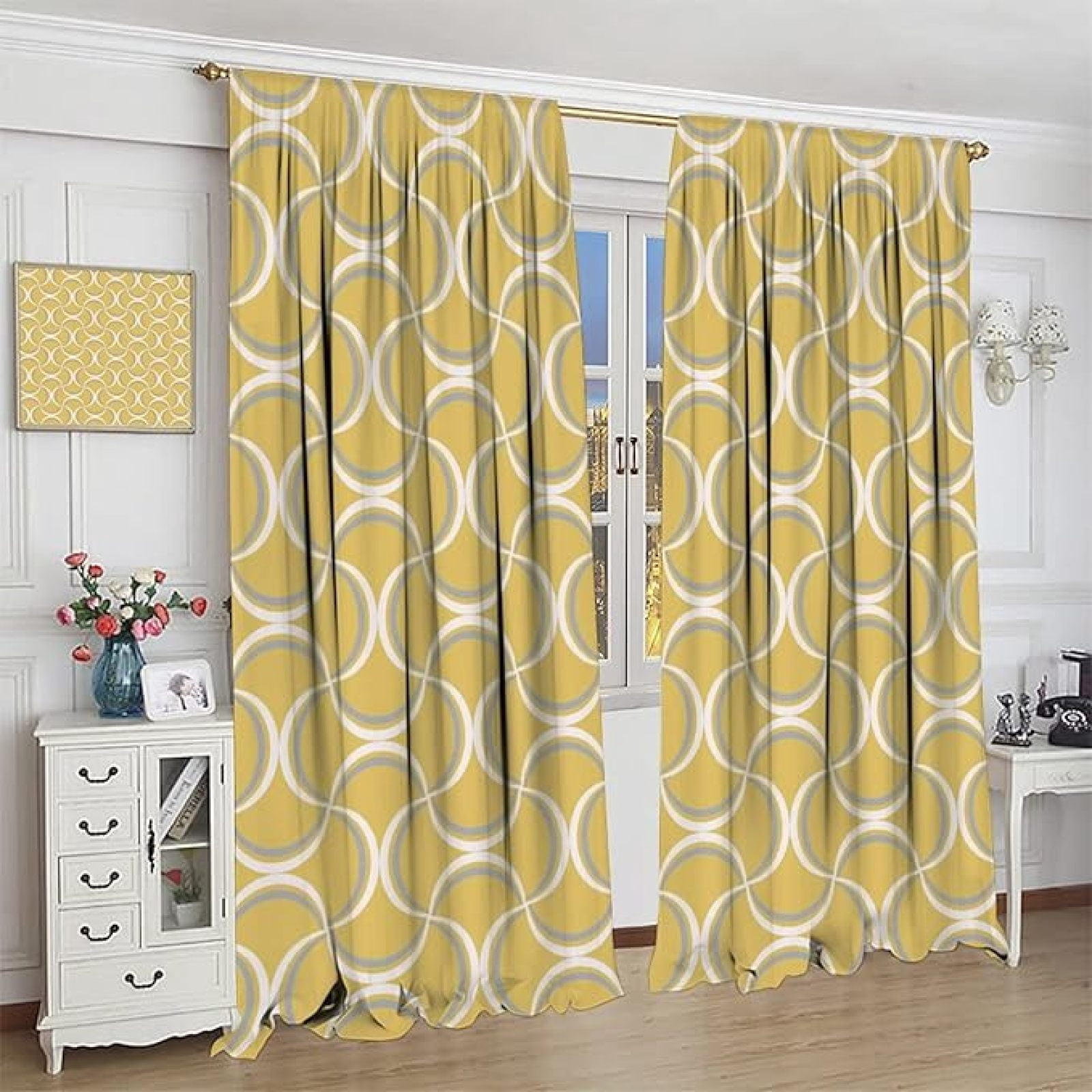 Mid Century Style Curtains,Retro Modern Geometric Pattern Window ...