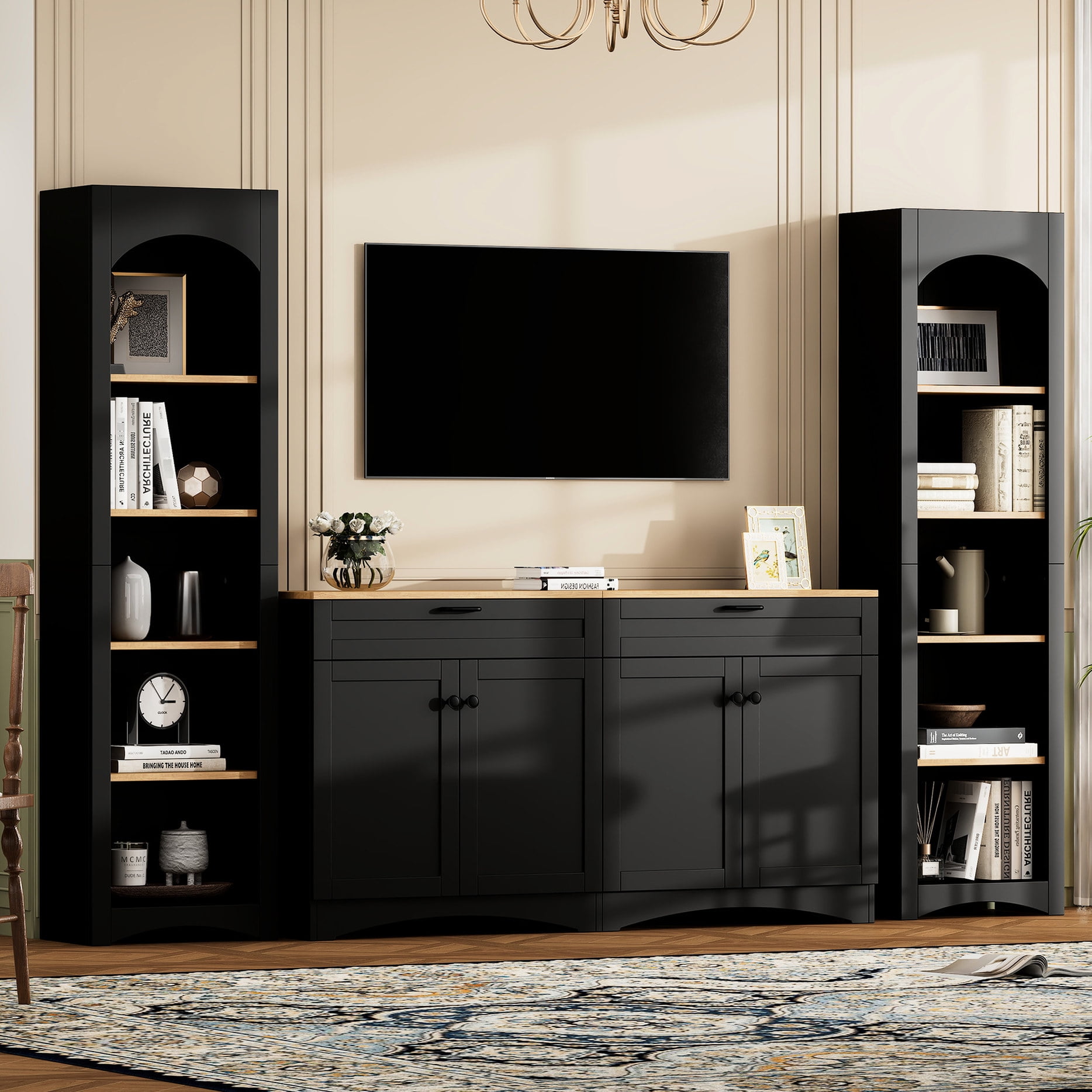 Mid-Century TV Stand with Multiple Storage Options | Allows Different ...