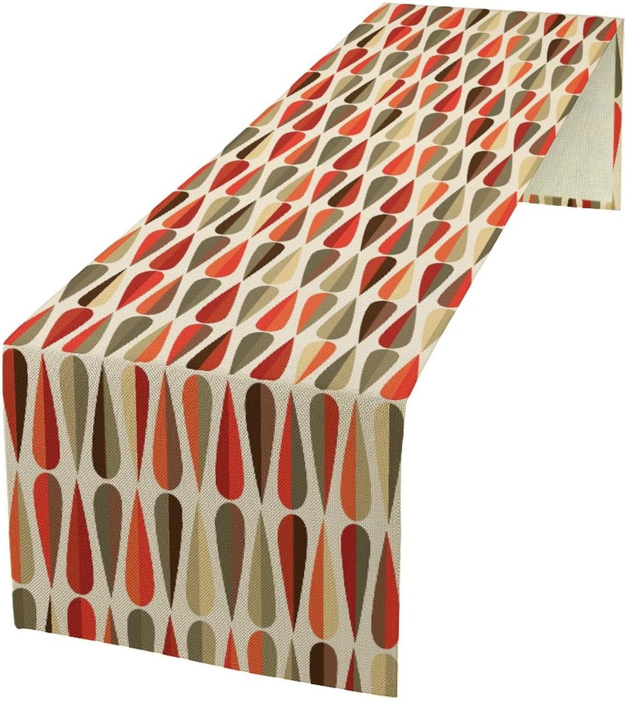 Mid Century Table Runner, Modern Style Retro Drop Shapes Linen Table ...