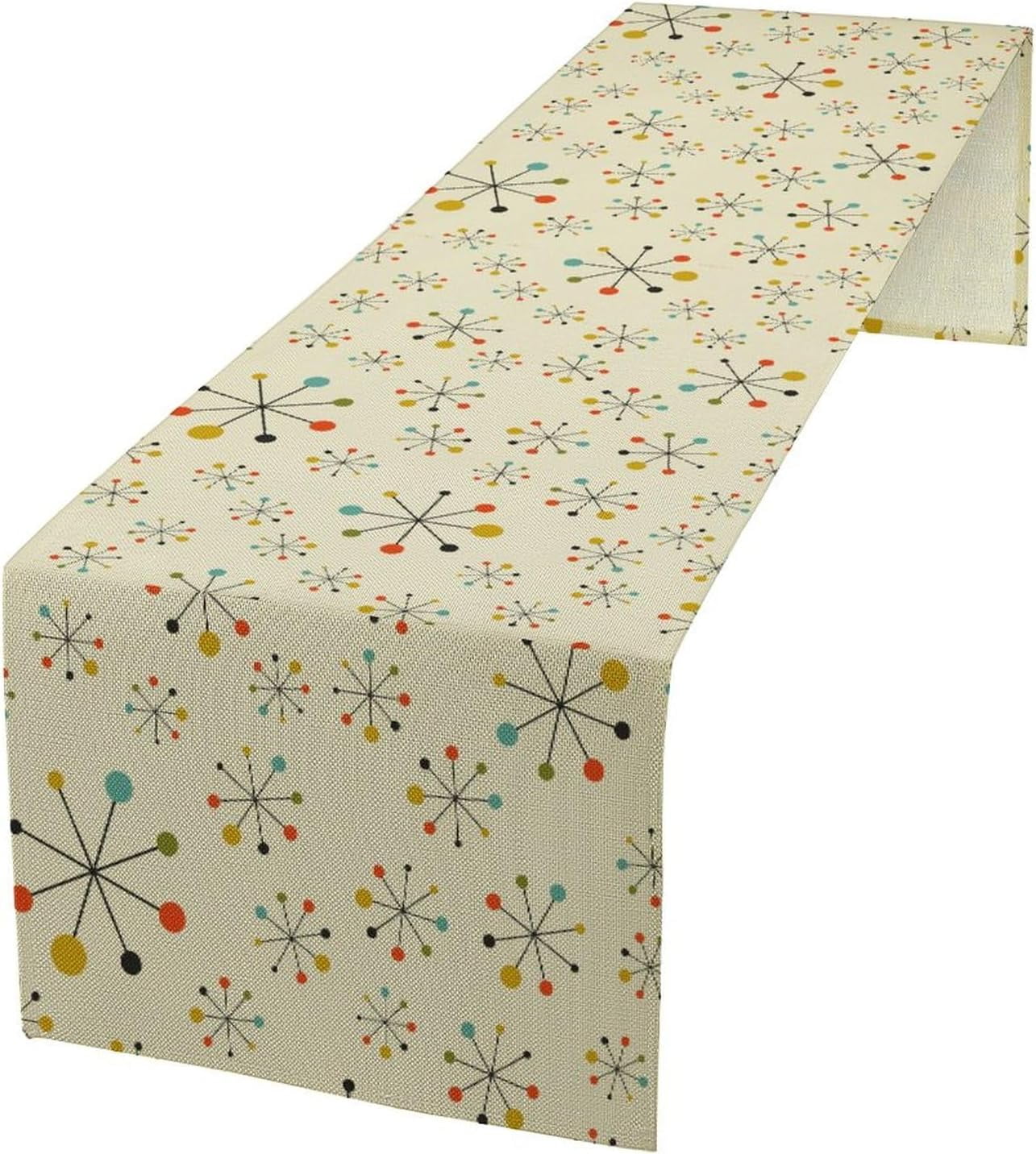 Mid Century Table Runner, Retro Abstract Geometric Pattern Boho 1950s ...