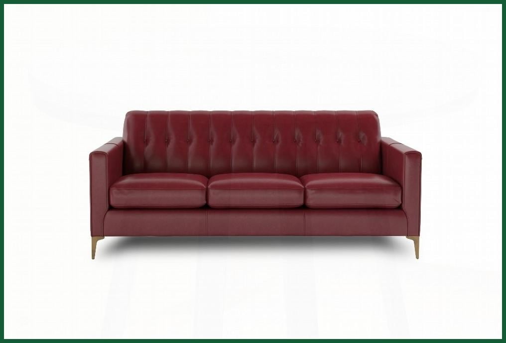 Mid-Century Tufted Real Leather Sofa with Brushed Rose Gold Legs ...