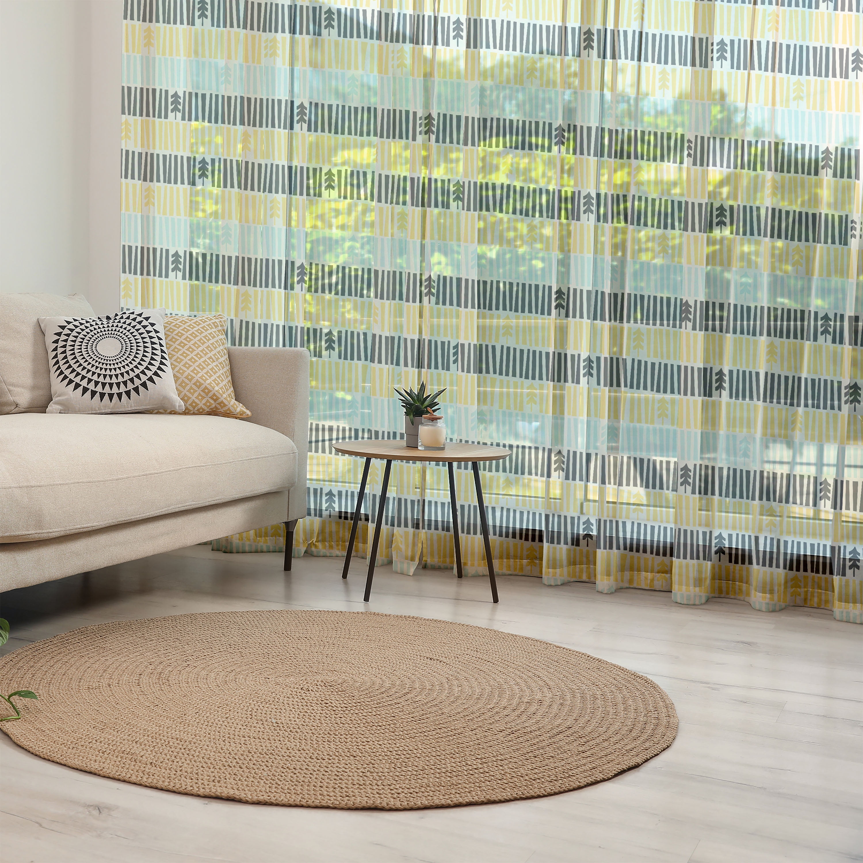 Mid Century Tulle Curtains with Rod Pocket, Abstract Christmas Holiday ...