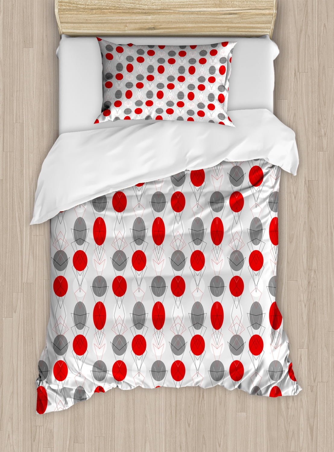 Mid Century Twin Size Duvet Cover Set, Big Circular Spots and Oval ...