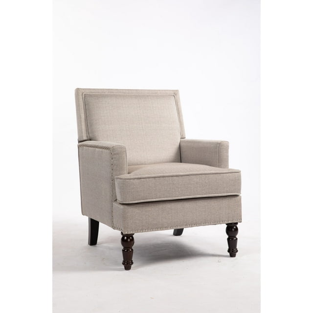 Mid Century Upholstered Accent Chair with Wood Legs, Grey Vintage ...