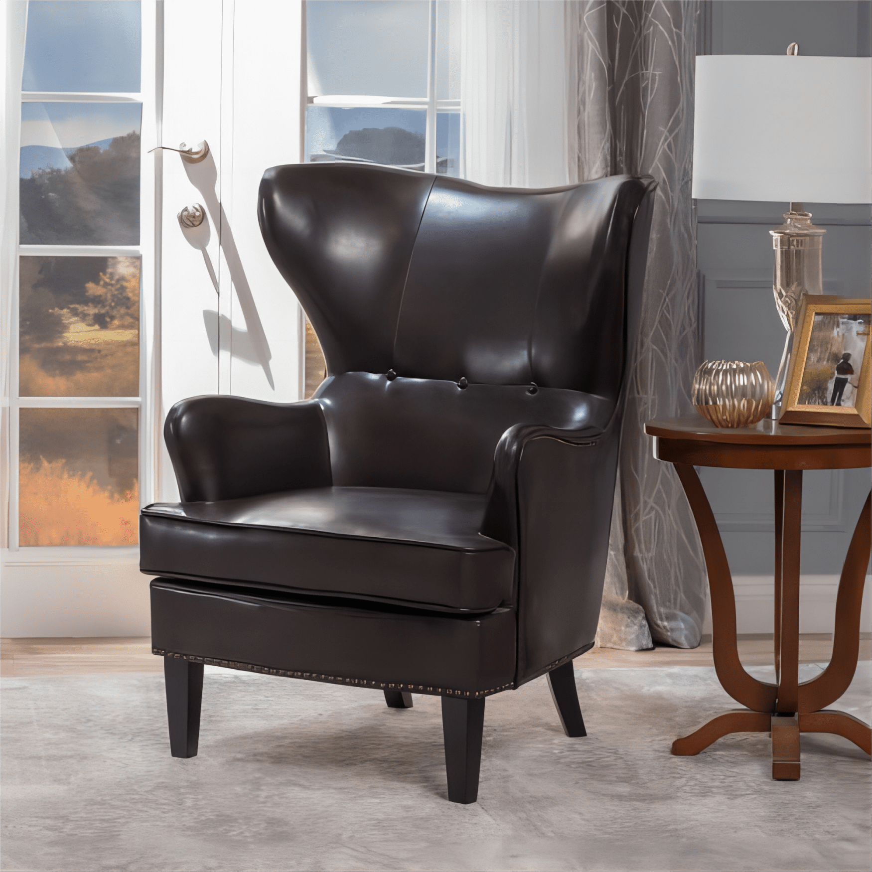 Mid-Century Vintage High-Back Club Chair, Modern 32" Wide Wingback ...