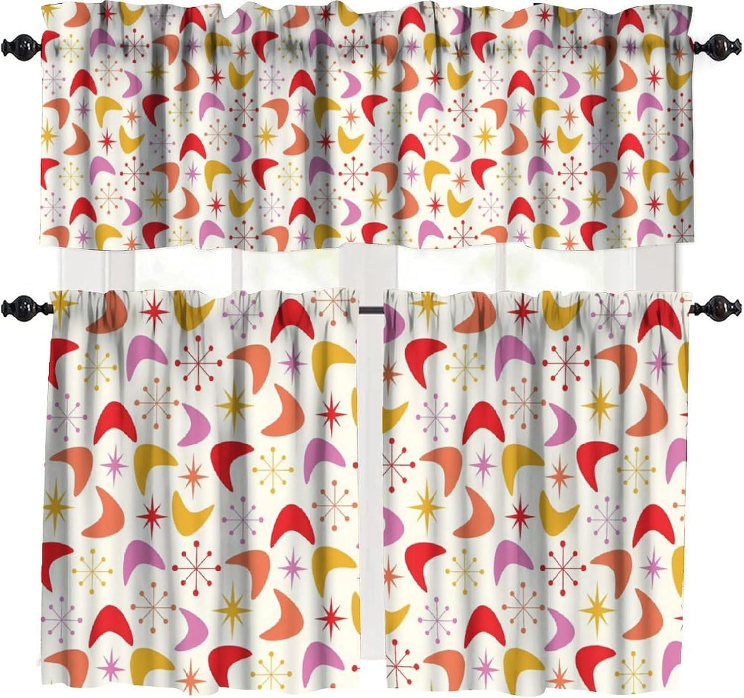 Mid Century Vintage Valances Set for Kitchen, Mid Century 1950s Modern ...