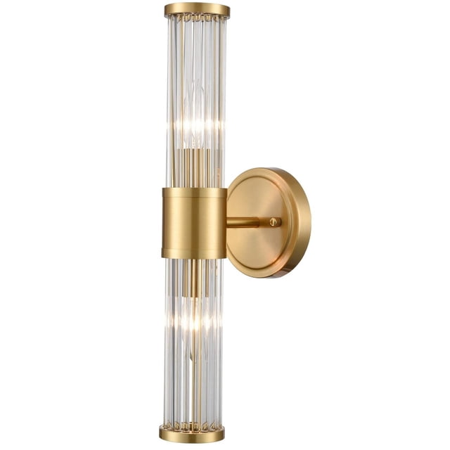 Mid-Century Wall Sconces Brass Glass Rod Wall Light 2-Light Vanity Wall ...