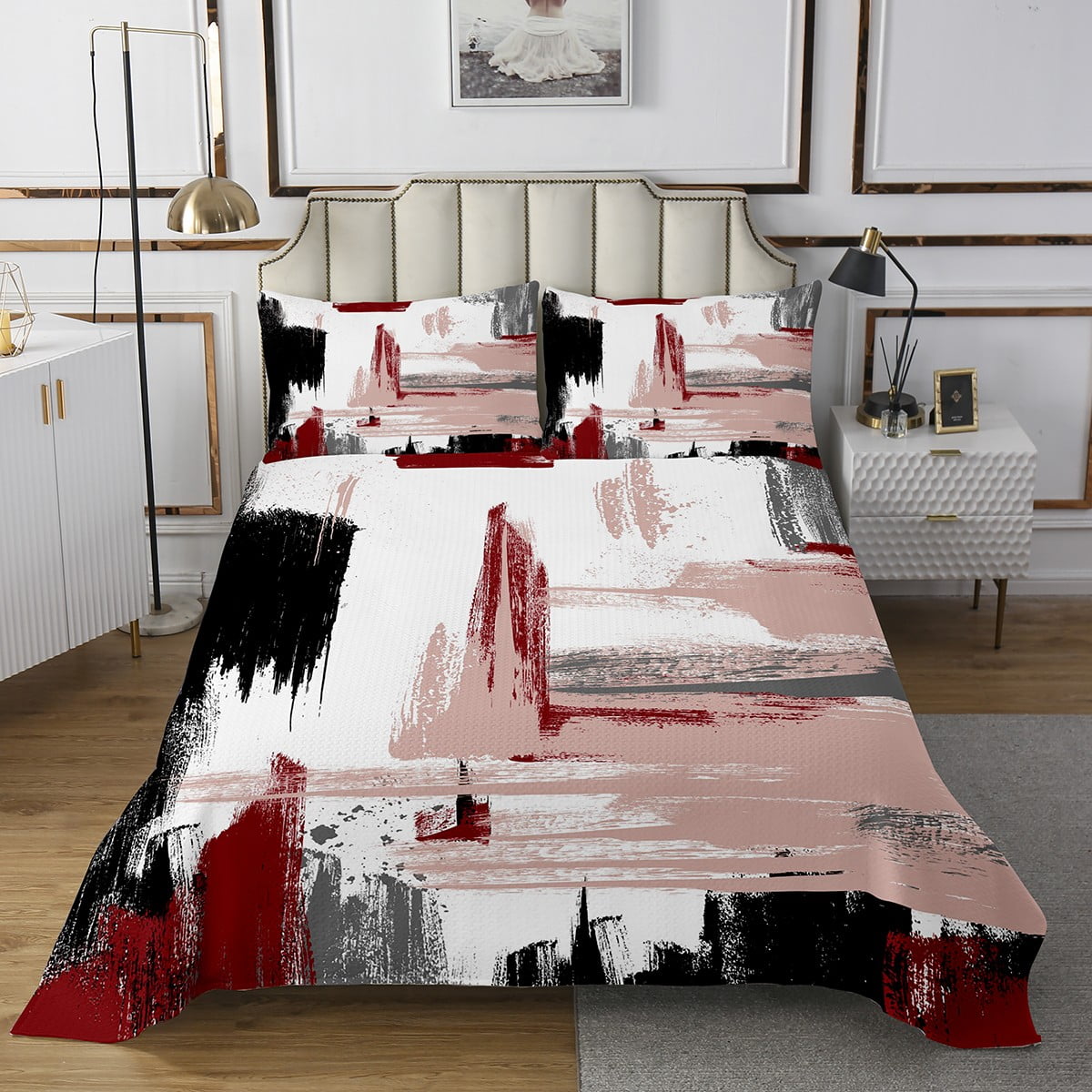 Mid Century Watercolor Queen Coverlet Set For Kids Boys Girls Oil ...