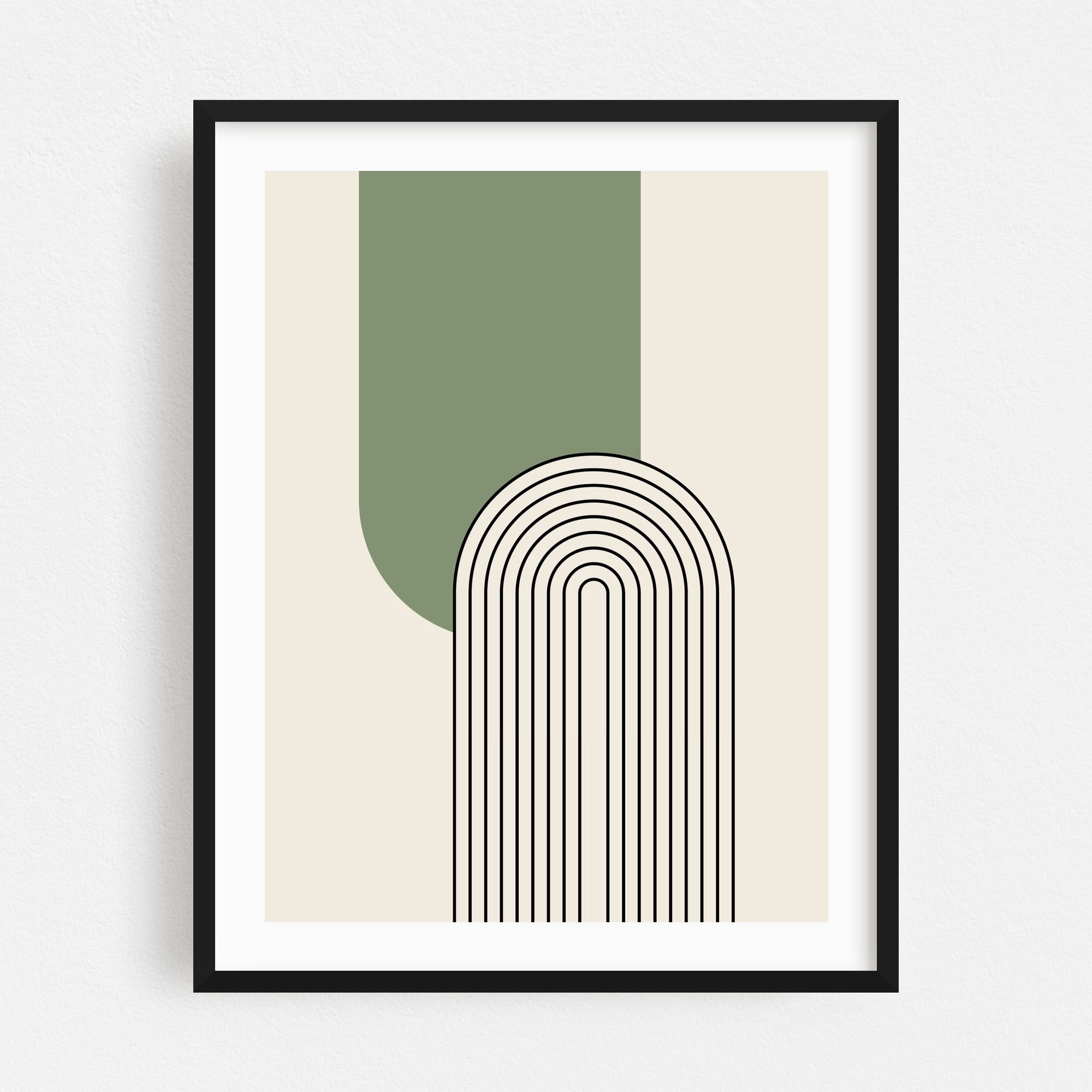 Mid Century style line art with green arch - Illustration Minimalist ...