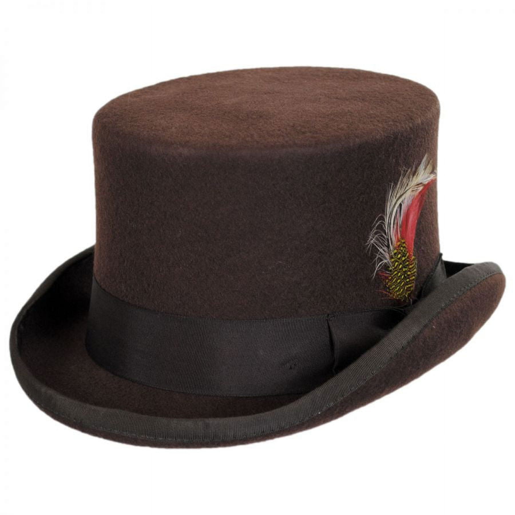 Mid Crown Wool Felt Top Hat - L - Brown - Walmart.com