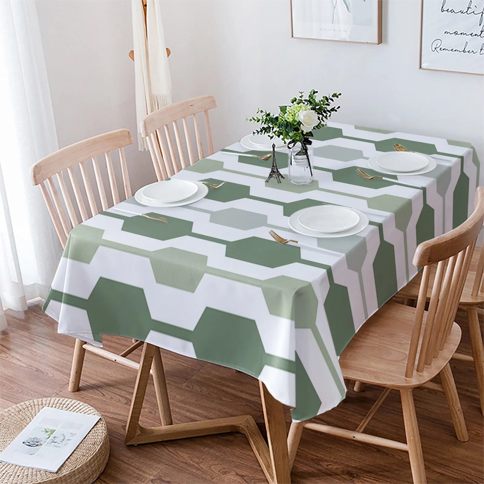 Mid Ctury Abstract Geometric Hexagon Classic Tablecloth Waterproof ...
