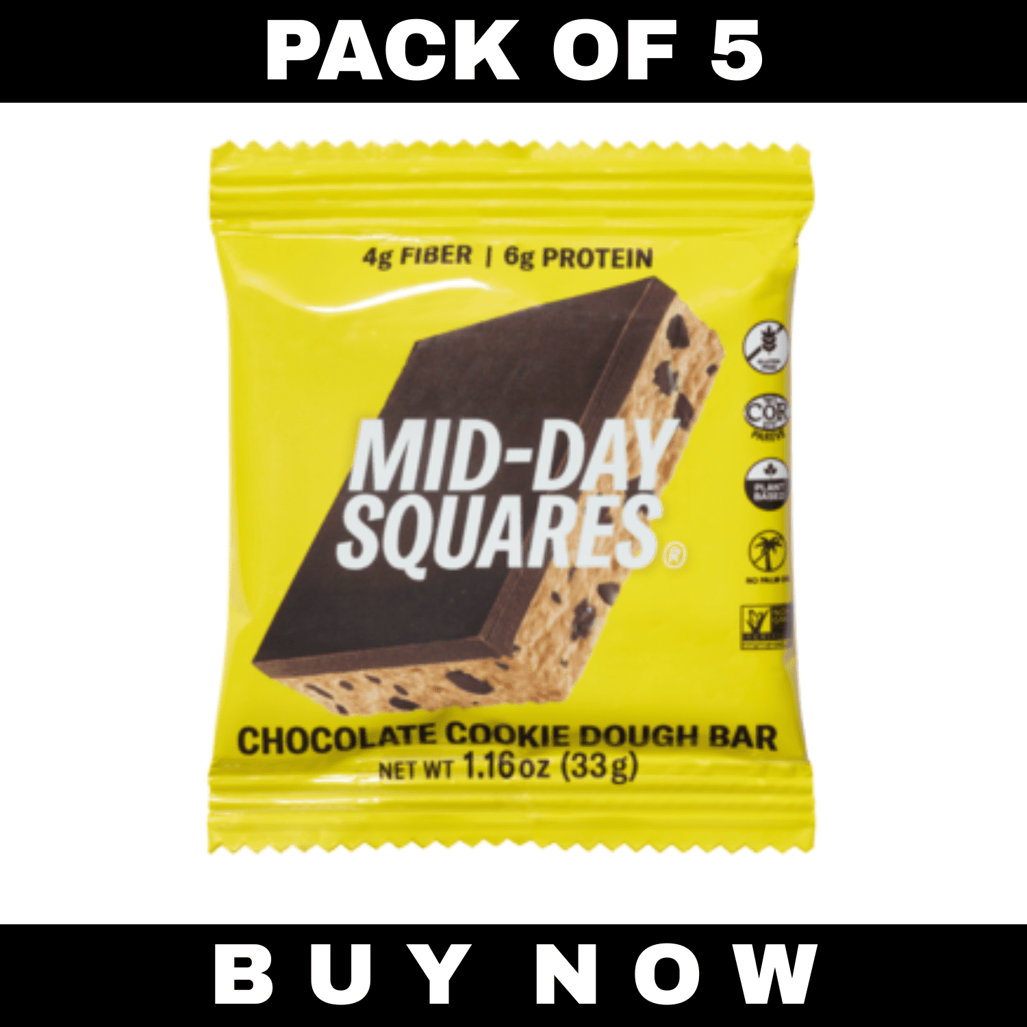 Mid-Day Squares Functional Chocolate, Cookie Dough Flavor, 1.16 oz Bars ...