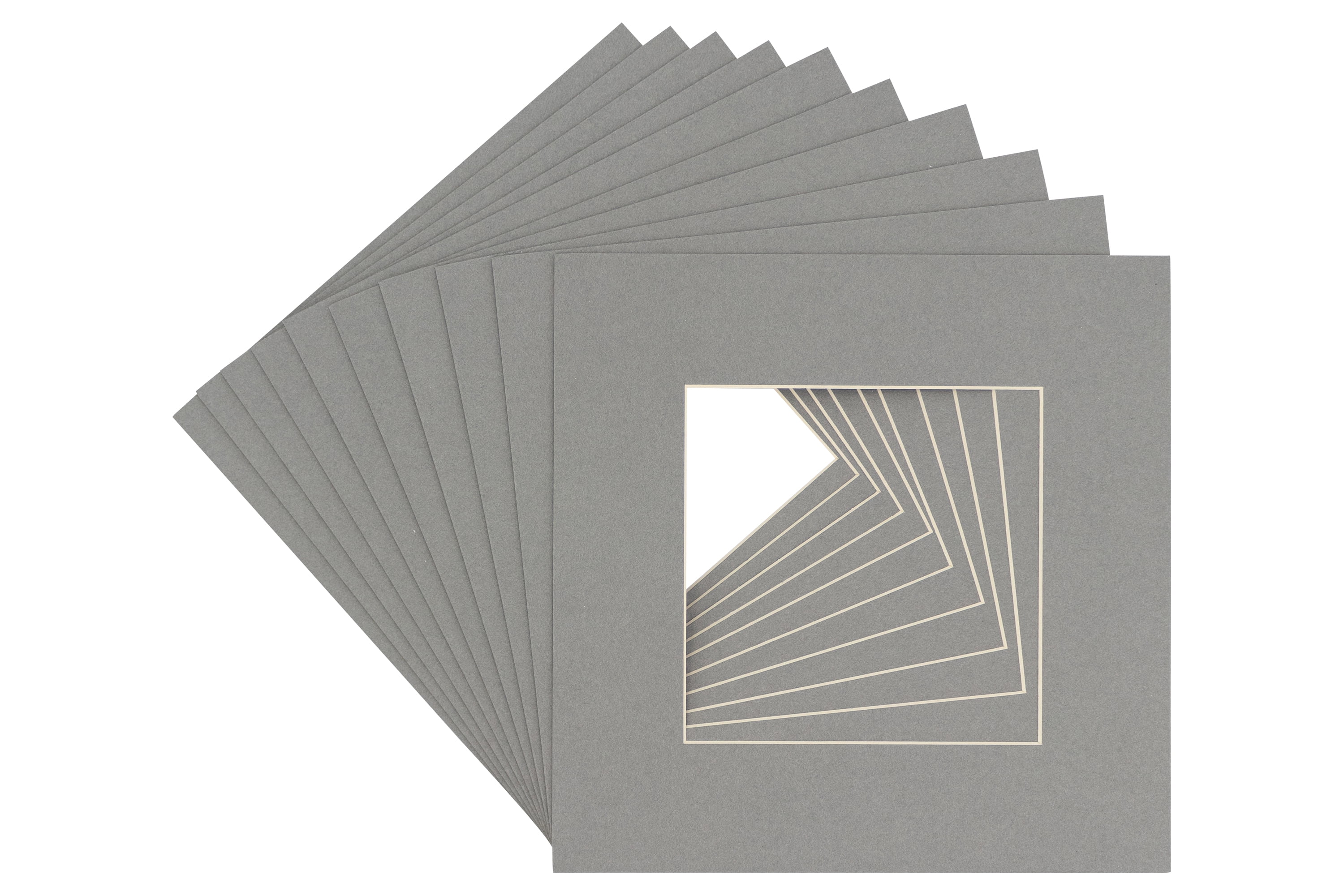Mid Grey Acid Free 20x20 Picture Frame Mats with White Core Bevel Cut ...