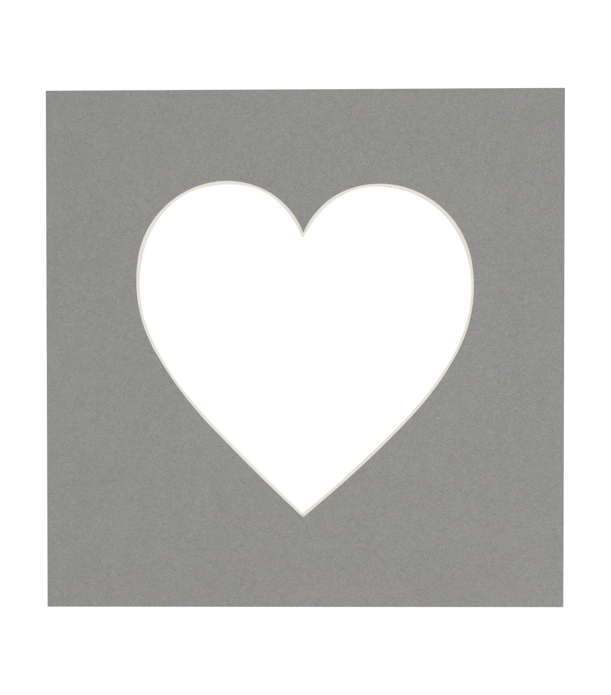Mid Grey Acid Free 7x7 Heart Picture Frame Mat with White Core Bevel ...