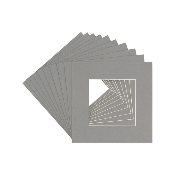 Mid Grey Acid Free 7x7 Square Picture Frame Mat with White Core Bevel ...
