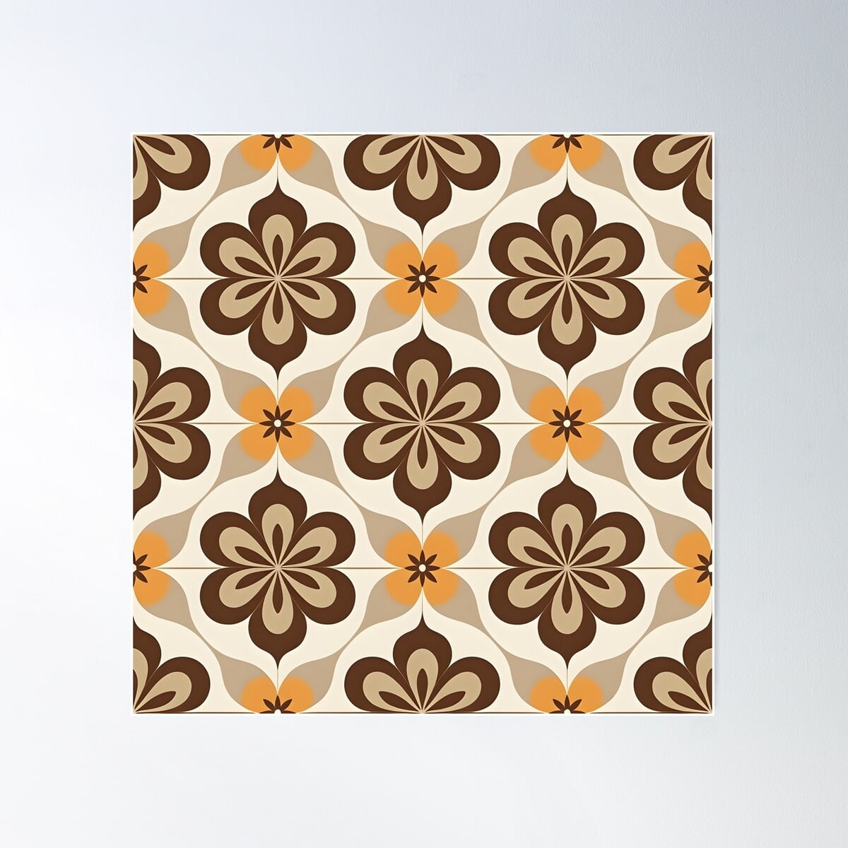 Mid Mod, Retro Flower Pattern Poster Wall Art, Modern Wall Decor For ...