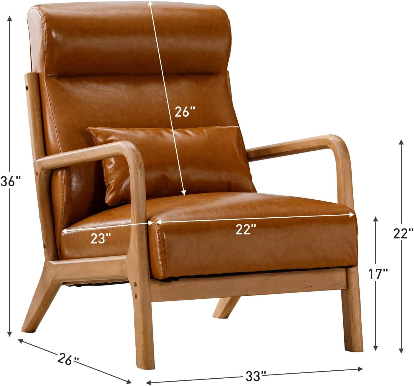 Mid Modern High Back Accent Chairs Set of 2, Comfy Reading Chair with ...