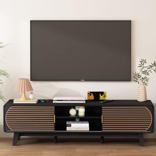 Mid Modern TV Stand for 55/60/65 Inch TV, 62" TV Console Table with ...