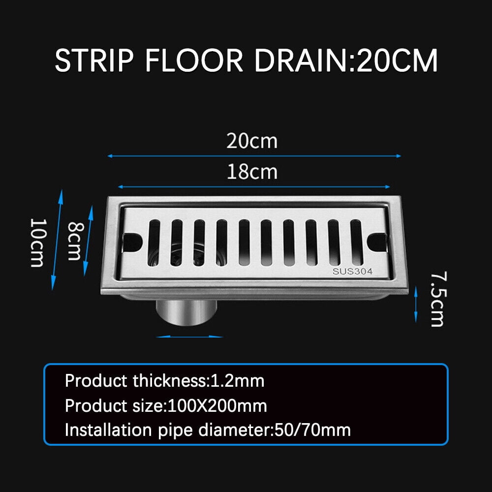 Mid/Side Outlet Shower Drain Grates Stainless Steel 20-80cm Bathroom ...