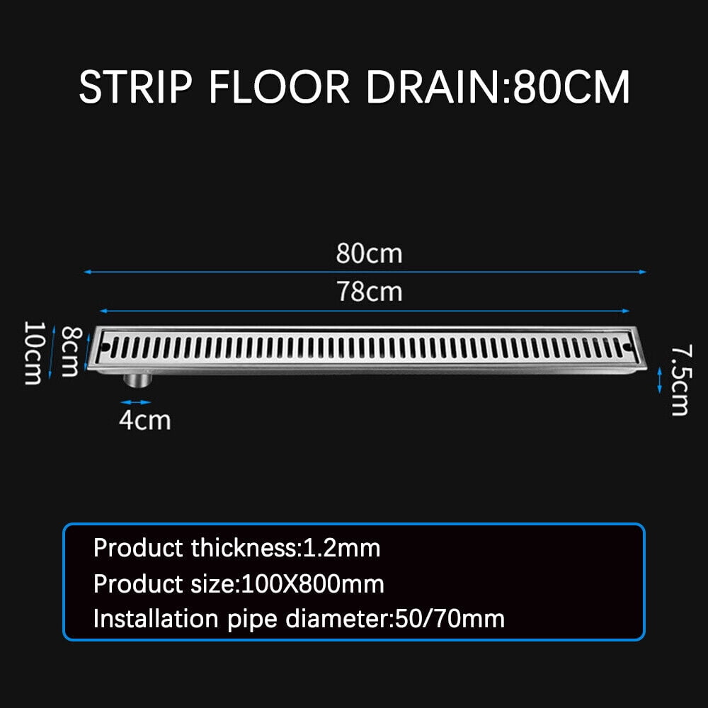 Mid/Side Outlet Shower Drain Grates Stainless Steel 20-80cm Bathroom ...