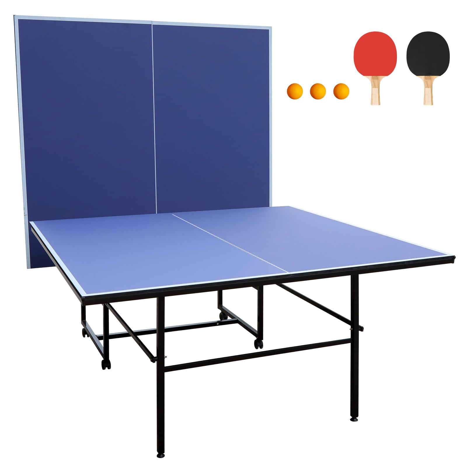 Mid-Size Table Tennis Table with Waterproof Net Set - Quick Assembly ...