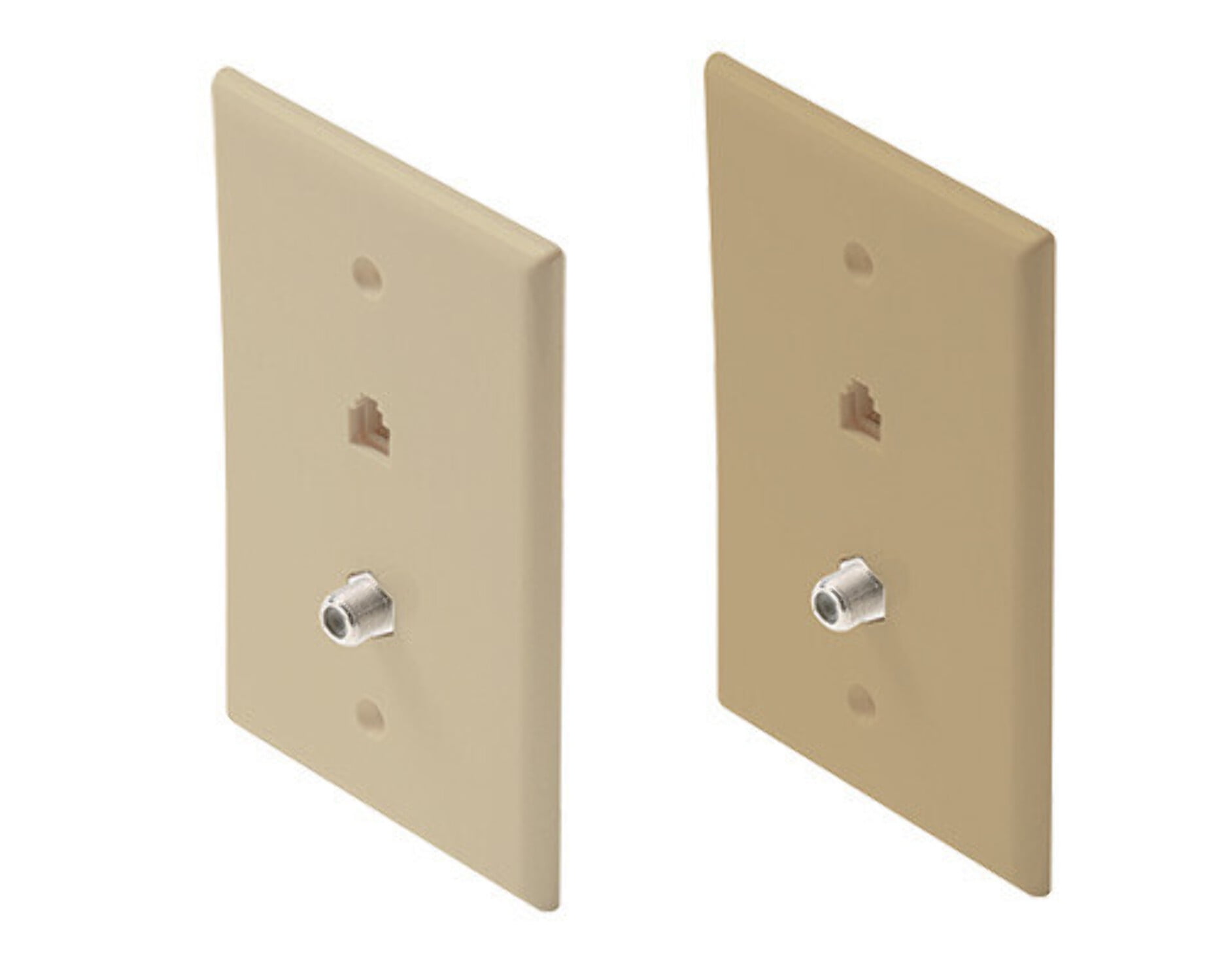 Mid-Sized 4C Tel + TV Wall Plate Ivory - Walmart.com