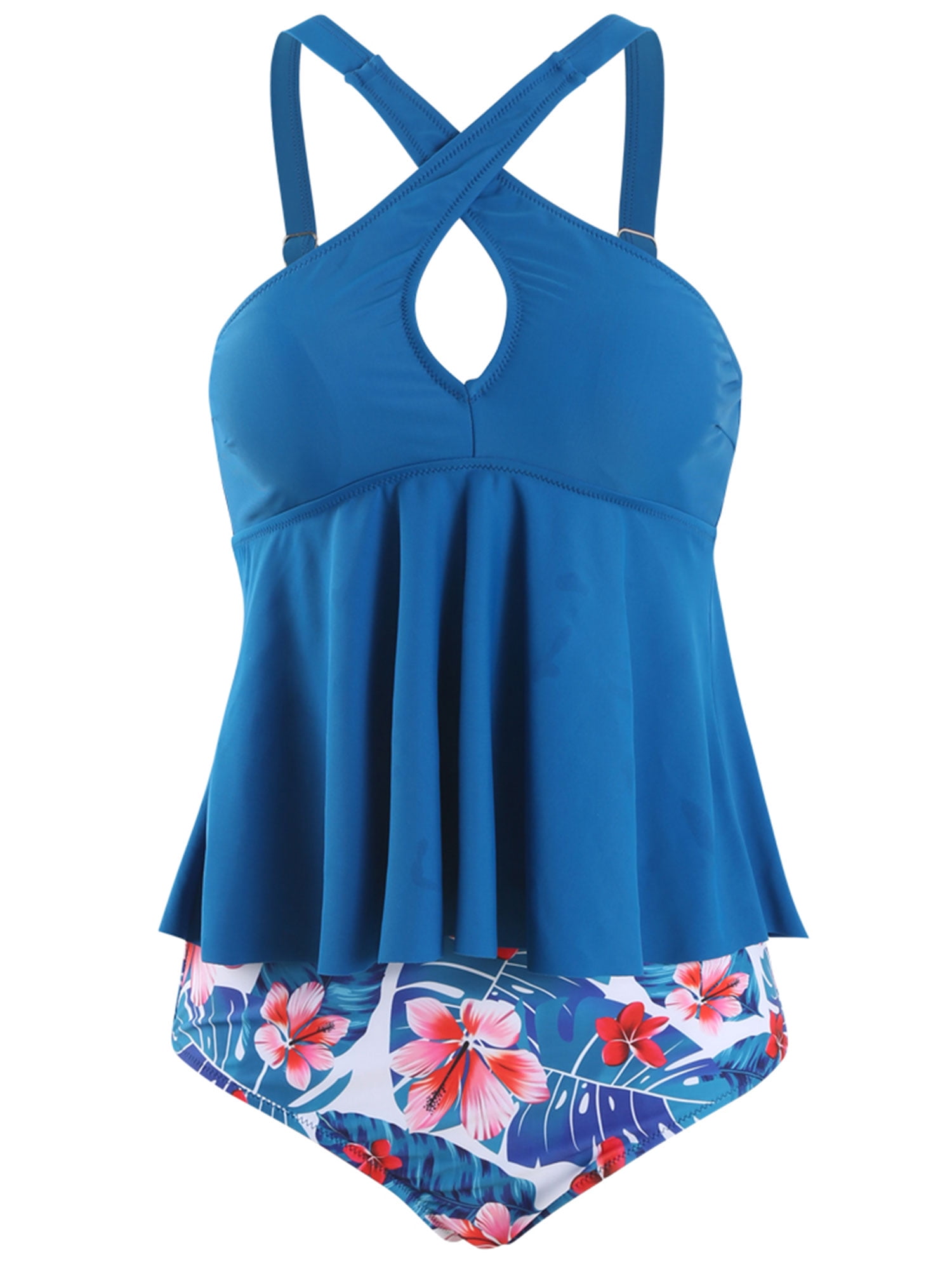 Mid-Ten Plus Size Tankini Swimwear Swimsuit for Women Ladies Swing High ...