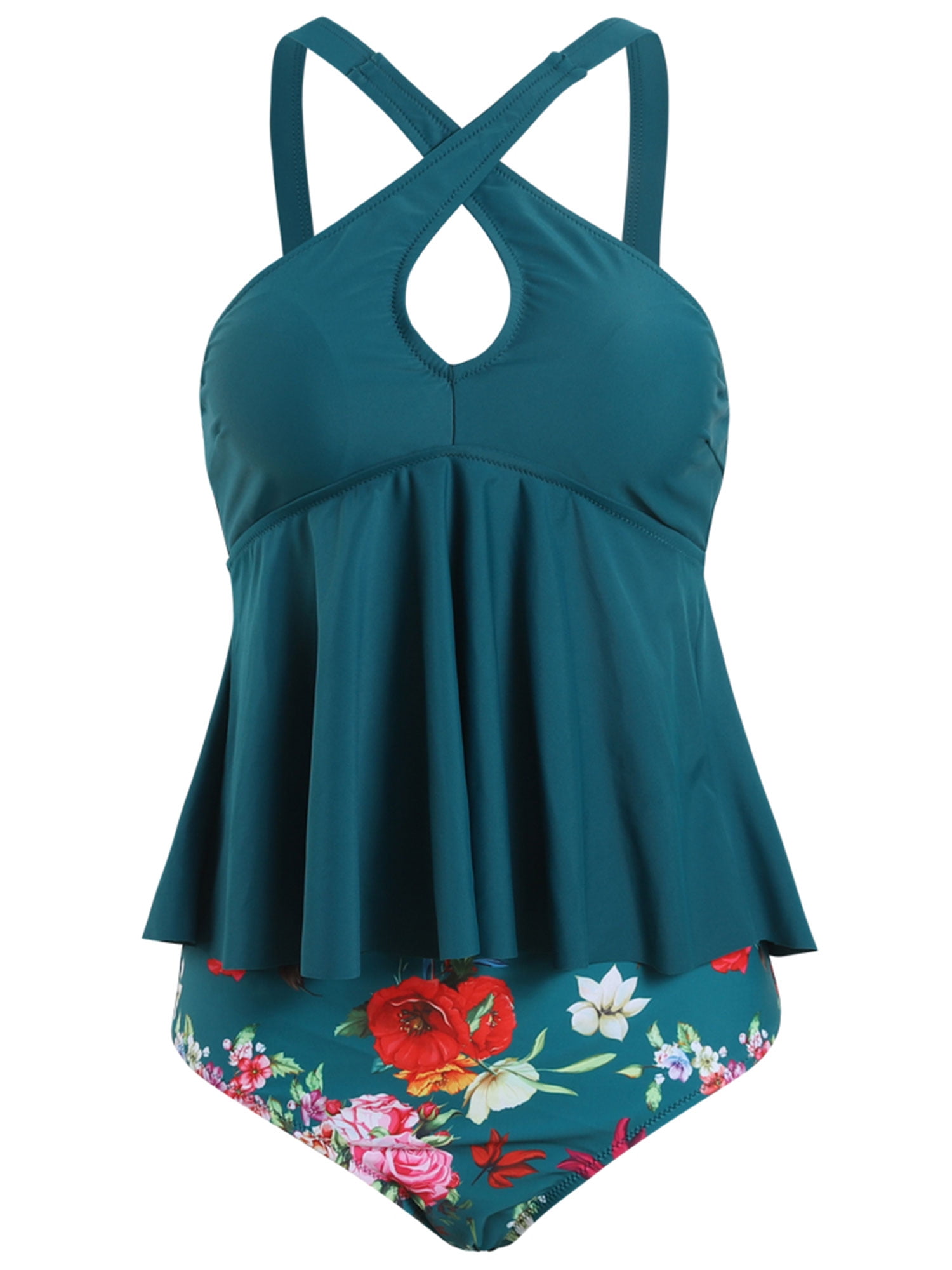 Mid-Ten Plus Size Tankini Swimwear Swimsuit for Women Ladies Swing High ...