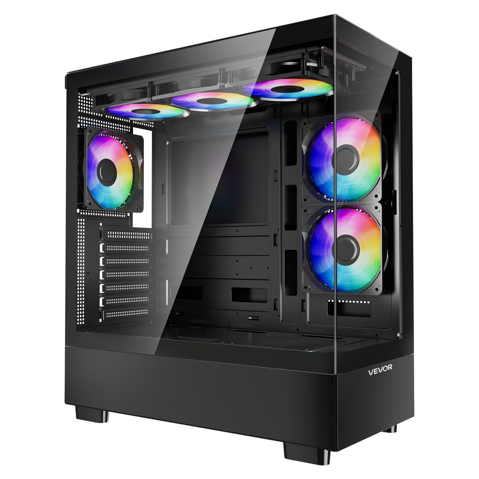 Mid-Tower PC Case with Tempered Glass, 6 ARGB Fans, High Airflow, Dust ...